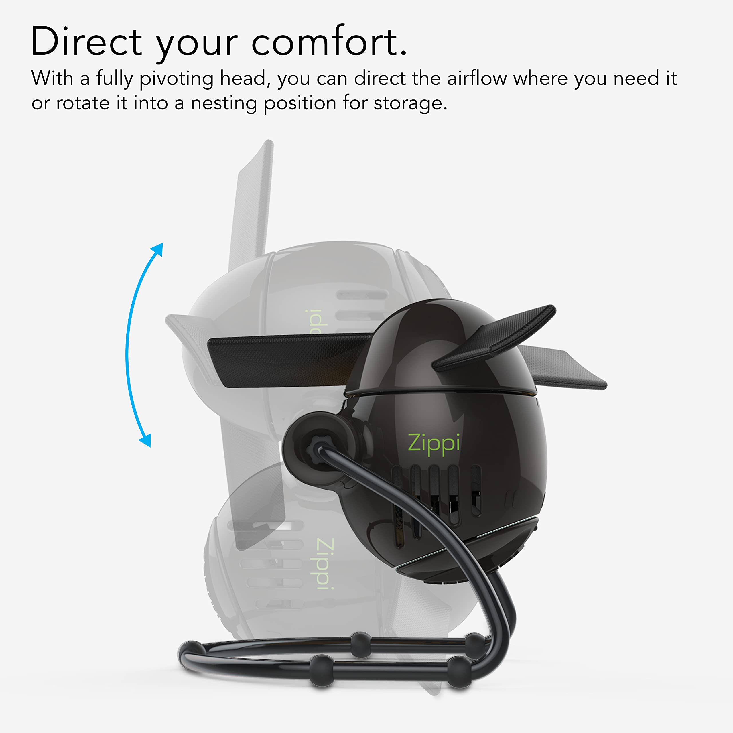 Vornado Zippi Small Personal Fan for Desk, Nightstand, Tabletop, Travel, Black