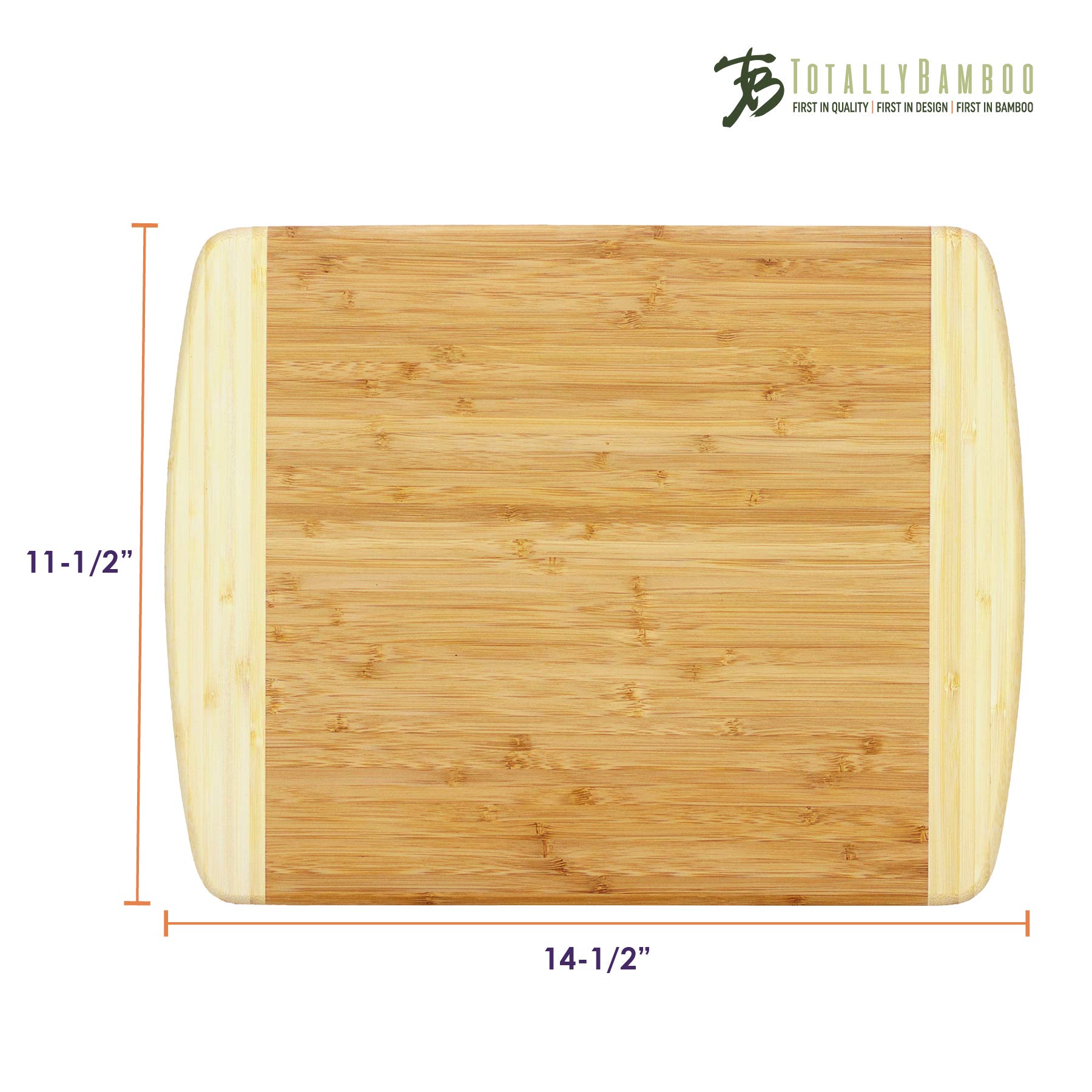 Totally Bamboo Kauai Bamboo Serving & Cutting Board, 14" x 11.5", Natural Two Tone