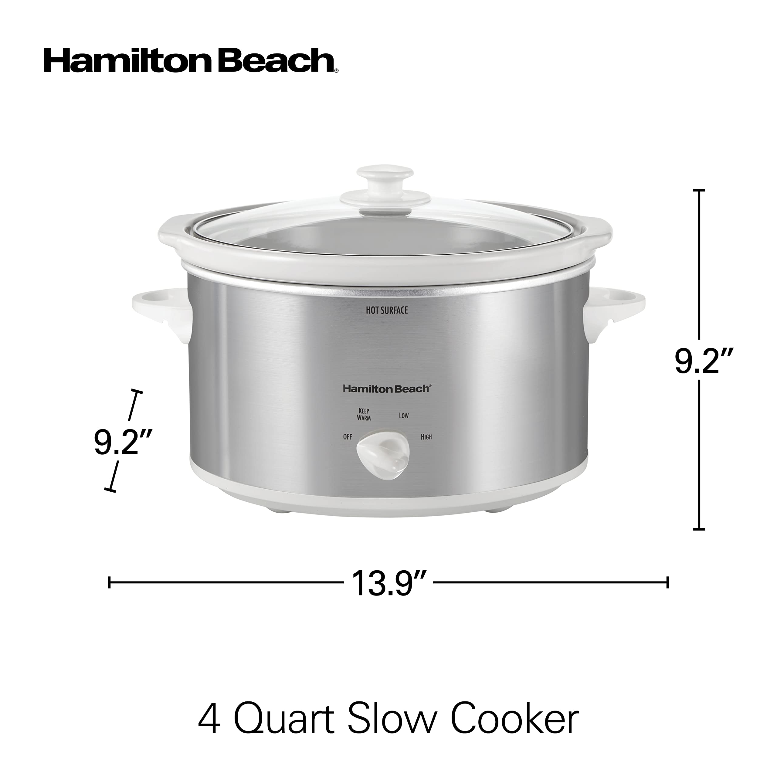 Hamilton Beach 4-Quart Slow Cooker with Dishwasher-Safe Stoneware Crock & Lid, Stainless Steel (33140V)