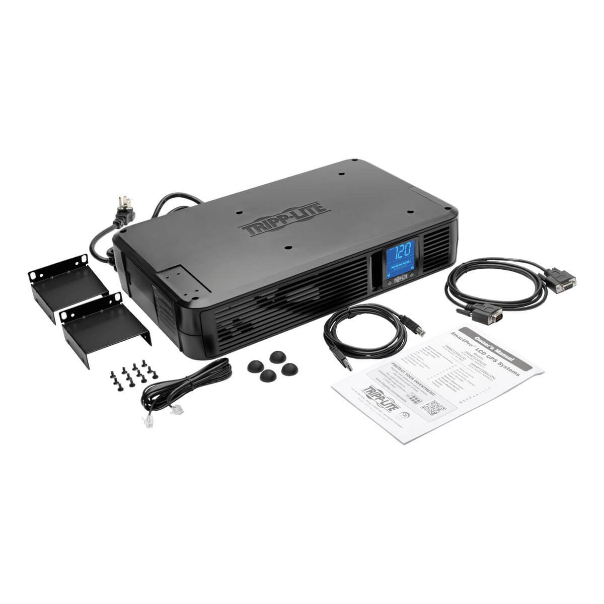 Tripp Lite SMART1500LCD 1500VA Smart UPS Battery Back Up, 900W Rack-Mount/Tower, LCD, AVR, USB, DB9, 3 Year Warranty & Dollar 250,000 Insurance Black