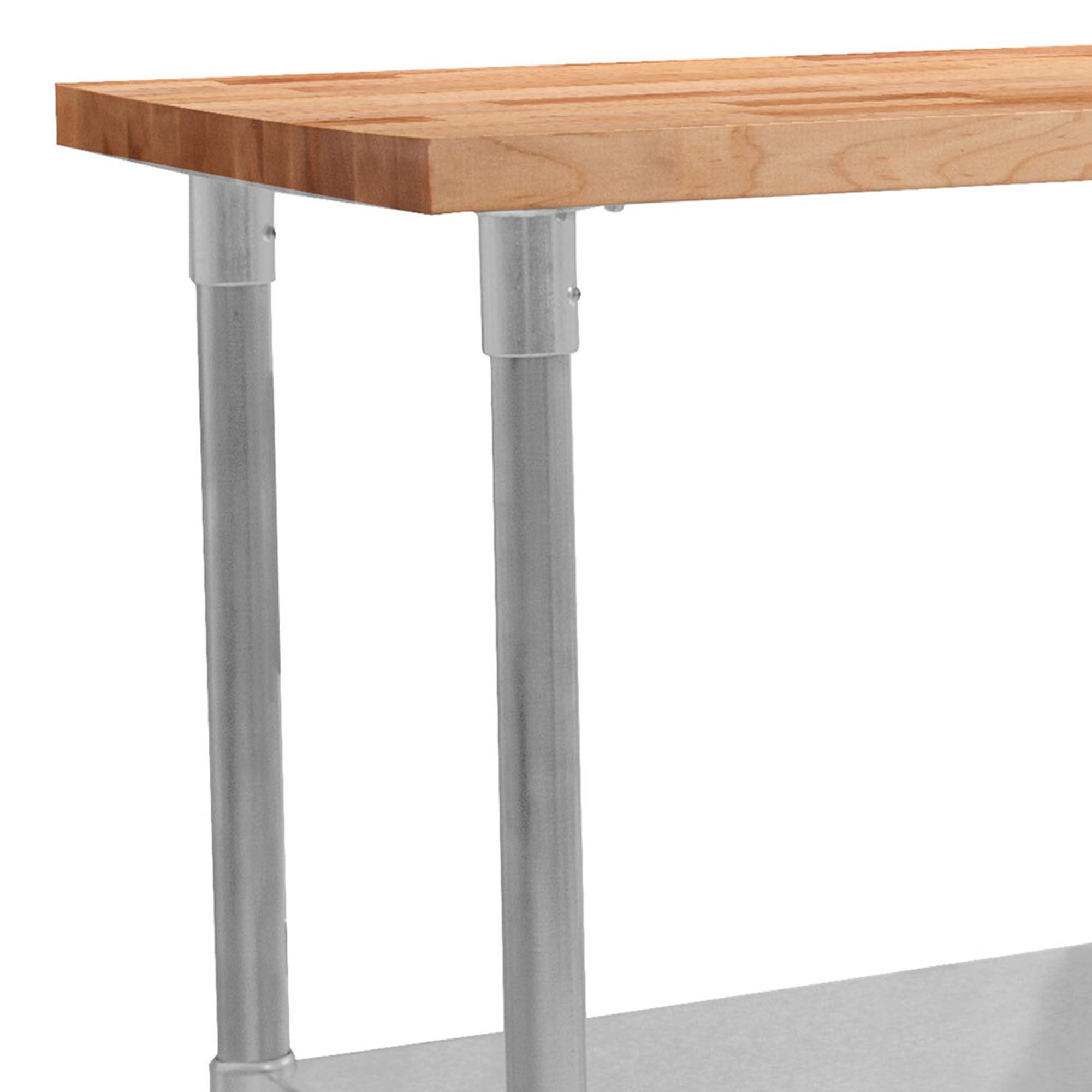 John Boos JNS01 Maple Top Work Table with Galvanized Steel Base and Adjustable Galvanized Lower Shelf, 36" Long x 24" Wide x 1-1/2" Thick