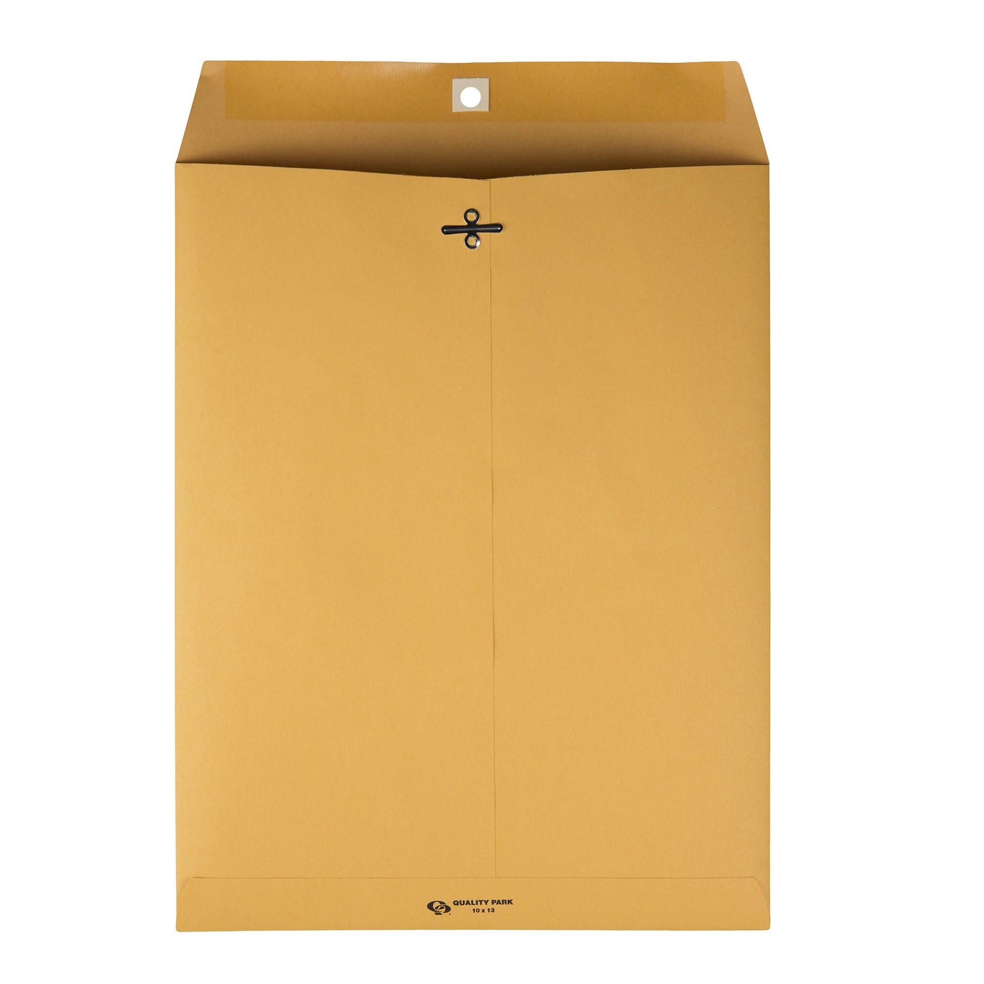 Quality Park 10 x 13 Clasp Envelopes, Gummed, Moisture-Activated Adhesive for Permanent Secure Seal, 28 lb Paper, Brown Kraft, 100/Box (QUA37897)