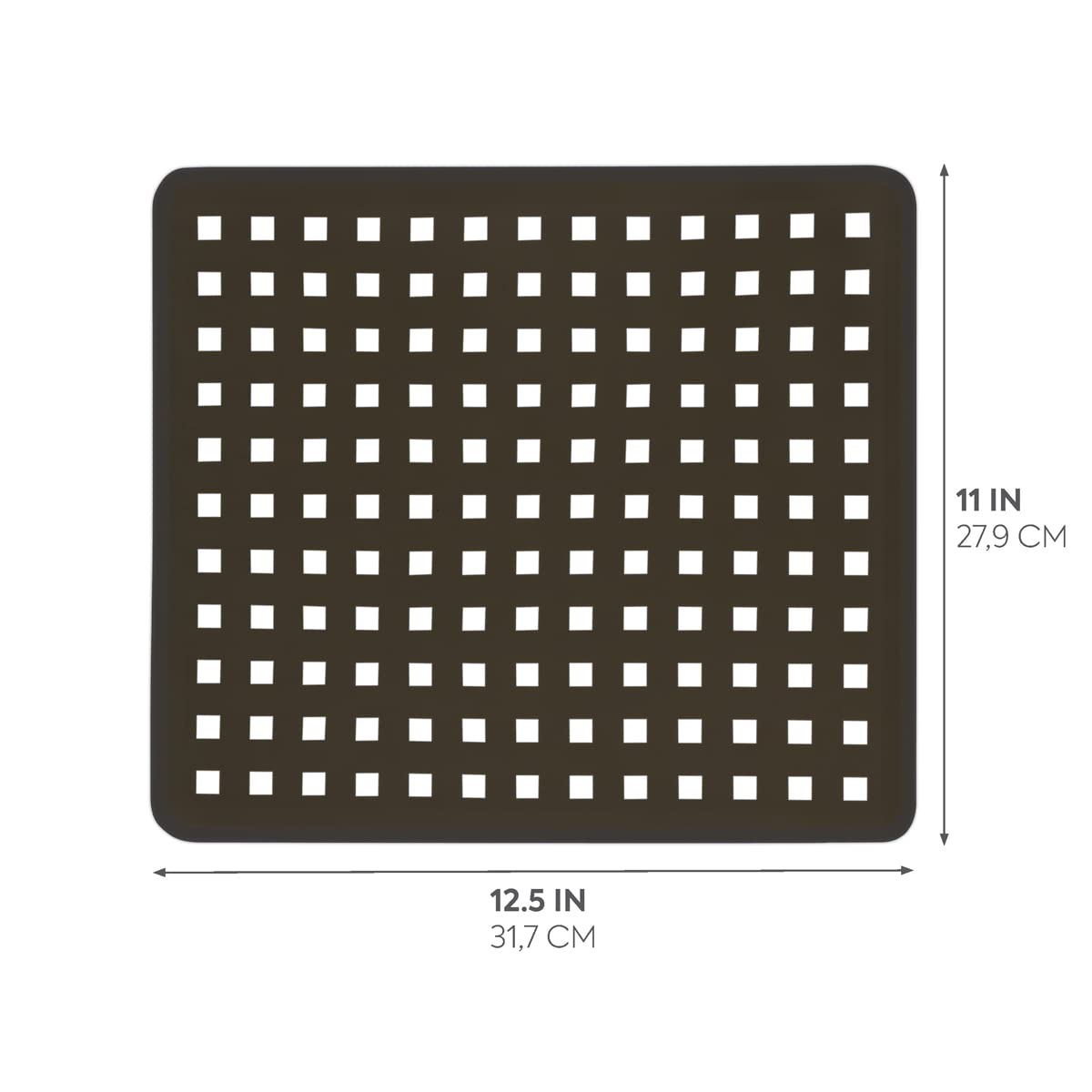 iDesign 36660 Euro Plastic Sink Grid, Non-Skid Dish Protector for Kitchen, Bathroom, Basement, Garage, 12.5" x 11" - Black