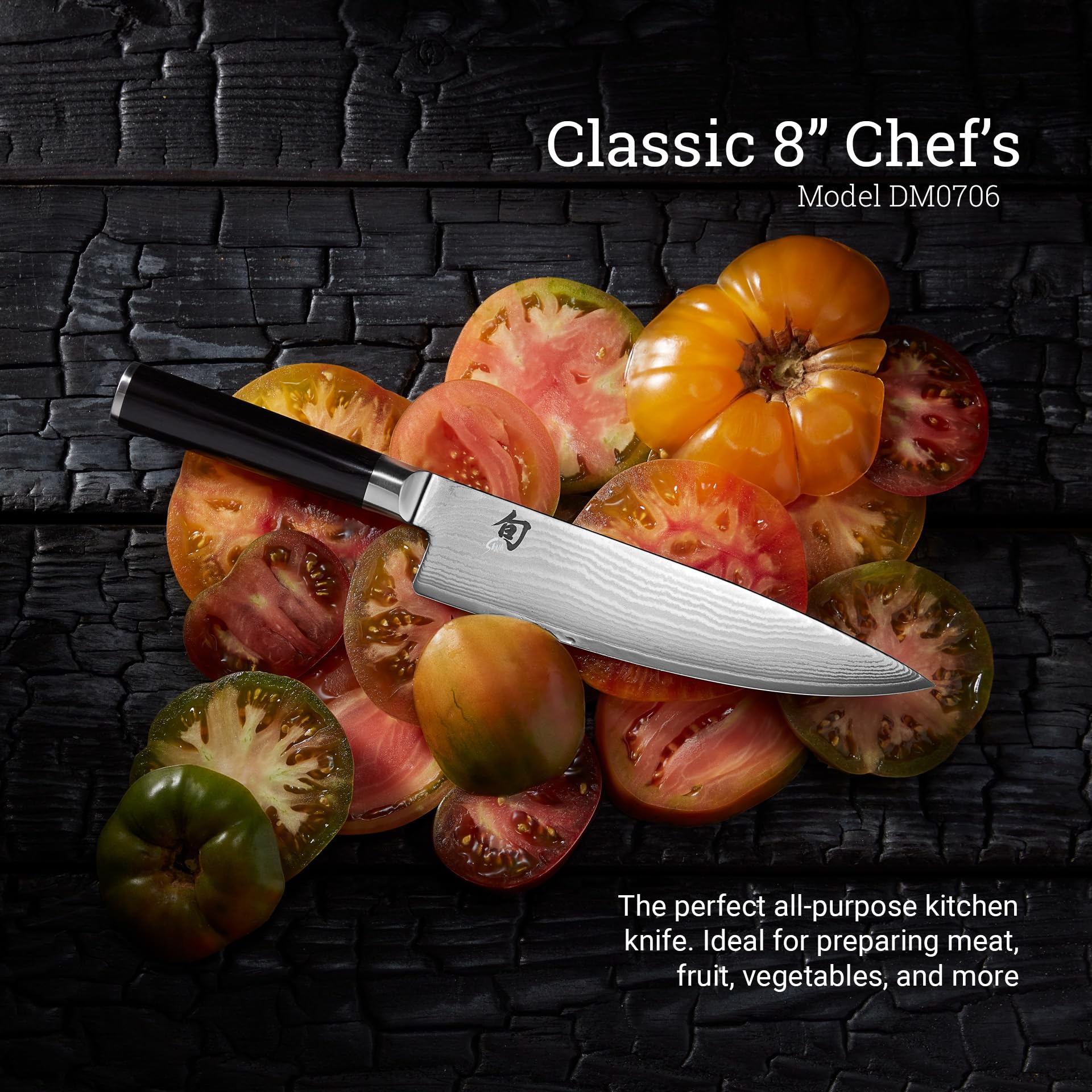 Shun Cutlery Classic Chef's Knife 8”, Thin, Light Kitchen Knife, Ideal for All-Around Food Preparation, Authentic, Handcrafted Japanese Knife, Professional Chef Knife