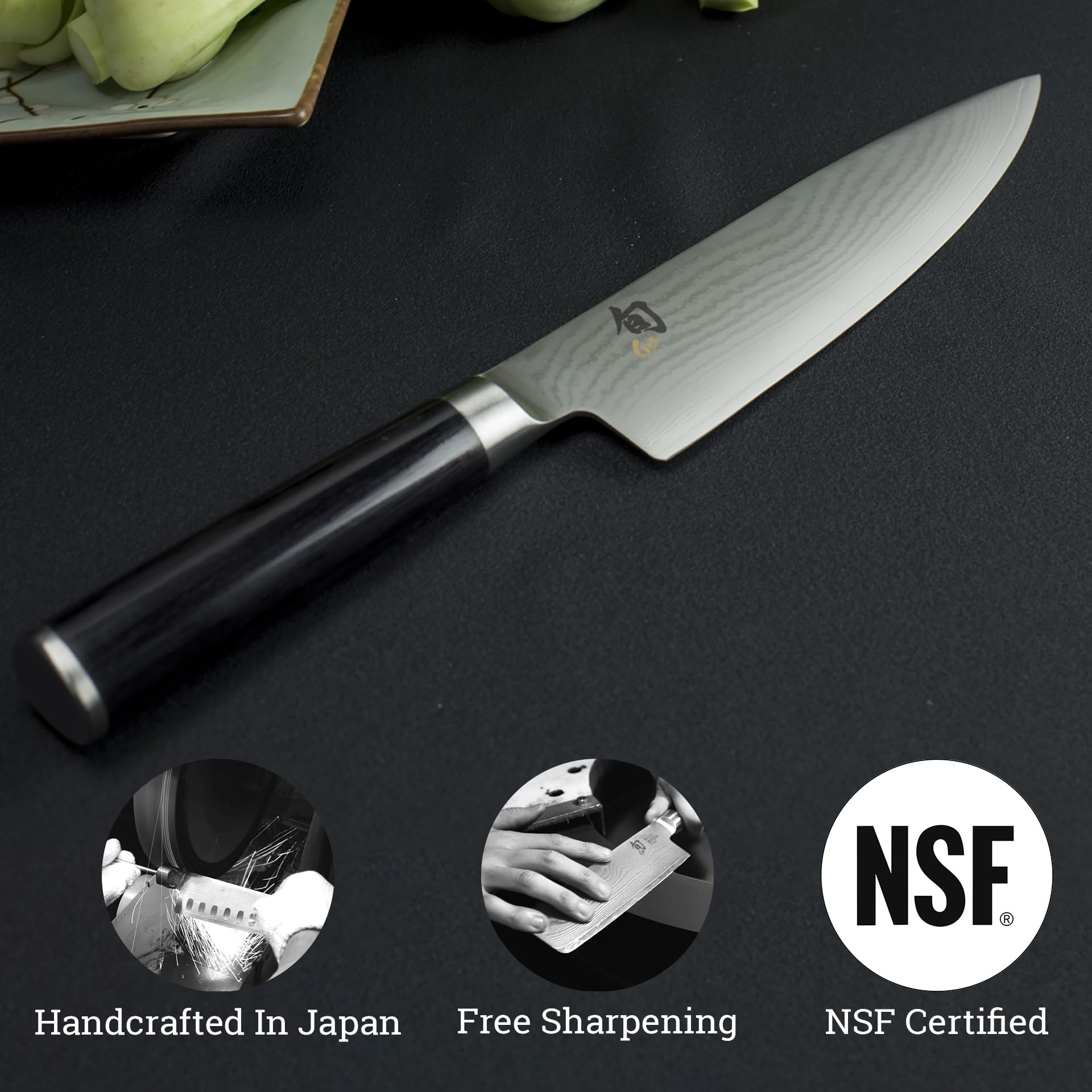 Shun Cutlery Classic Chef's Knife 8β, Thin, Light Kitchen Knife, Ideal for All-Around Food Preparation, Authentic, Handcrafted Japanese Knife, Professional Chef Knife