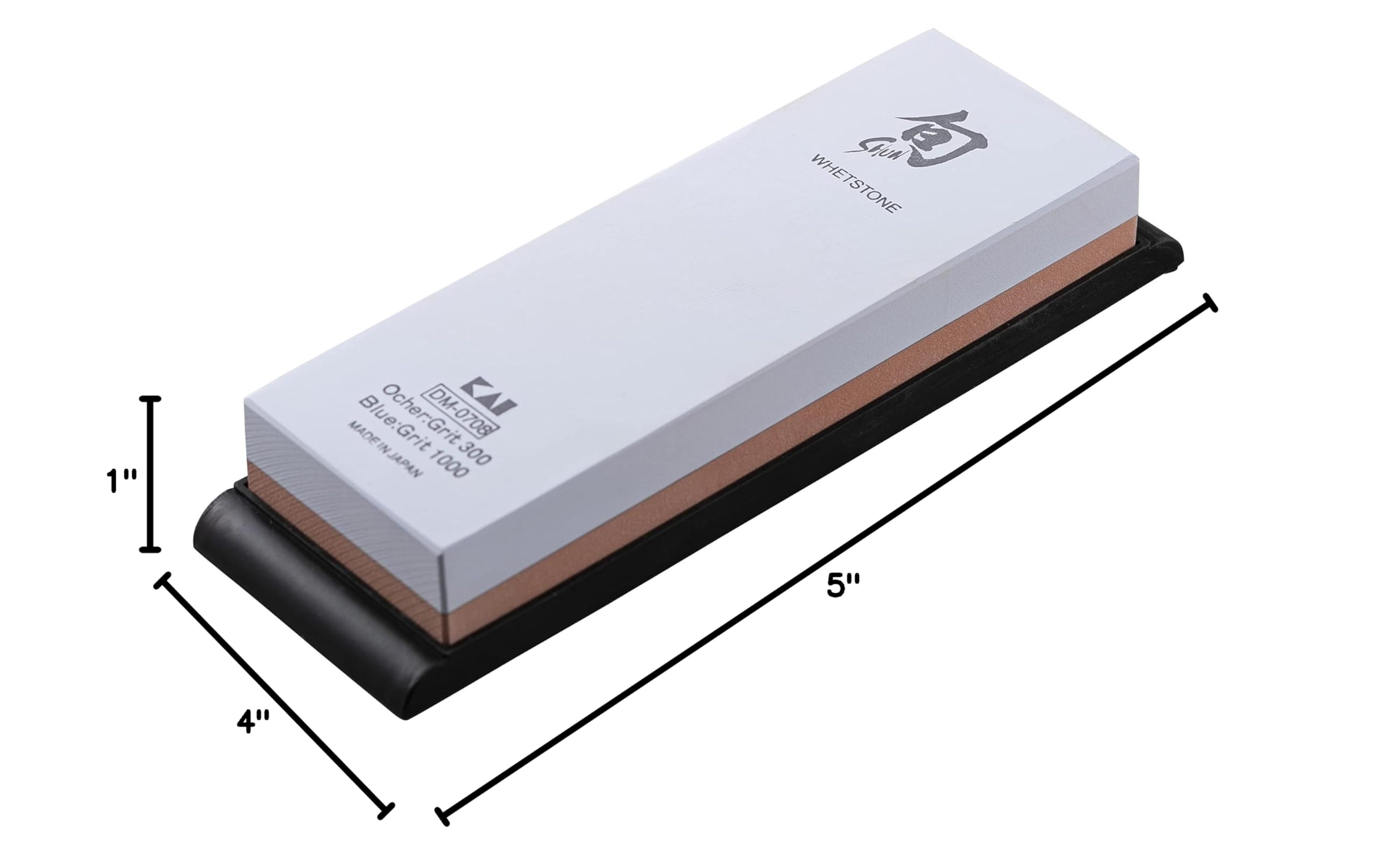 Shun Combination Whetstone for Knife Sharpening, 300 and 1000 Grit, DM0708, 6", Light Gray