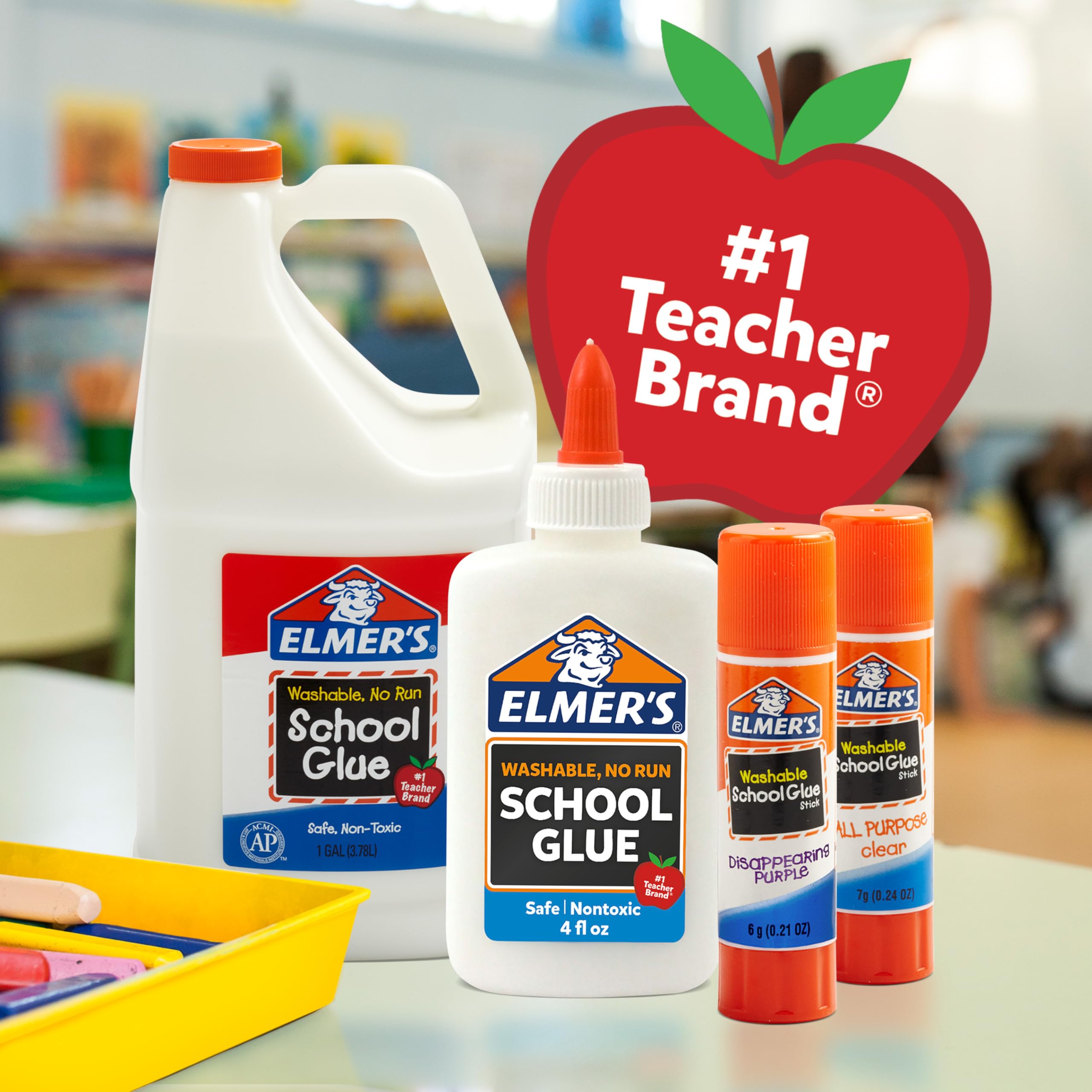 Elmer's Liquid School Glue, Washable, 1 Gallon, 2 Count