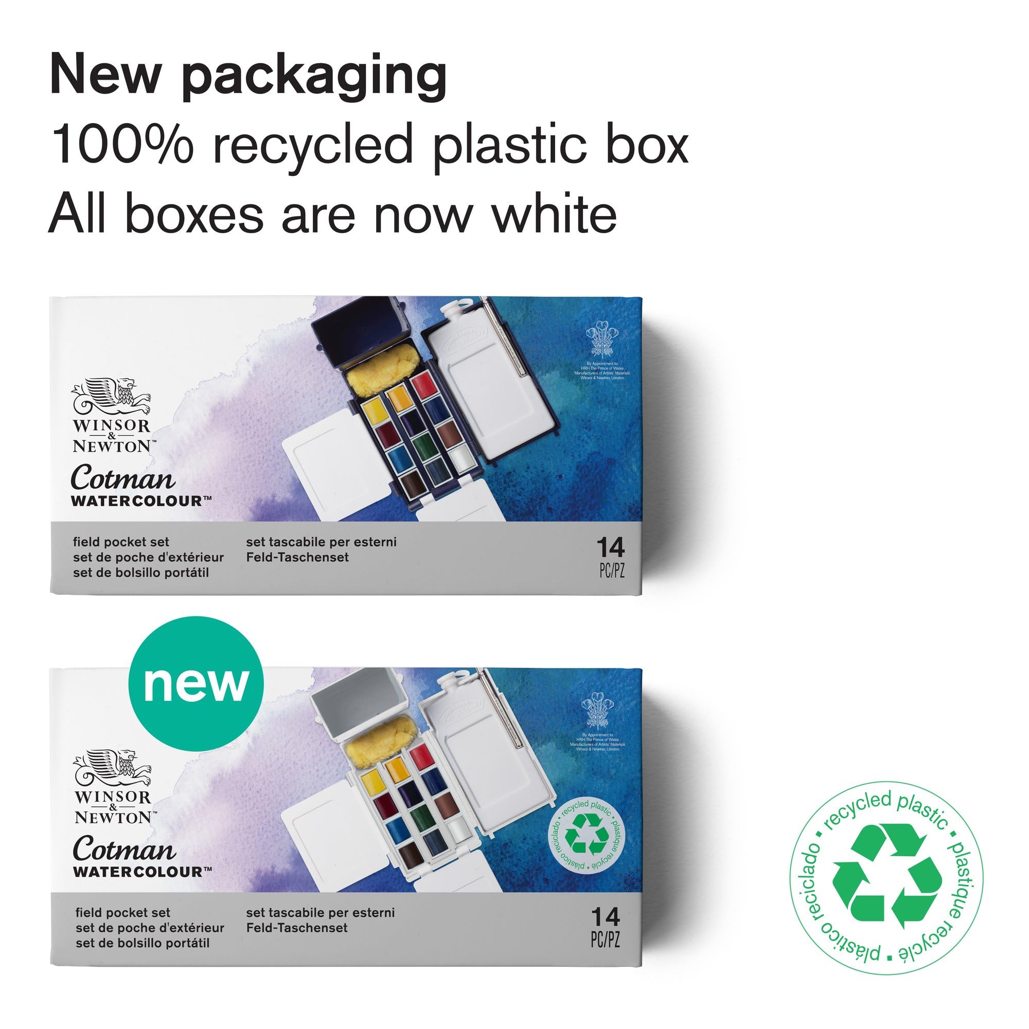 Winsor & Newton 390639 Cotman Water Colour Paint Field Box Set, Set of 12, Half Pans
