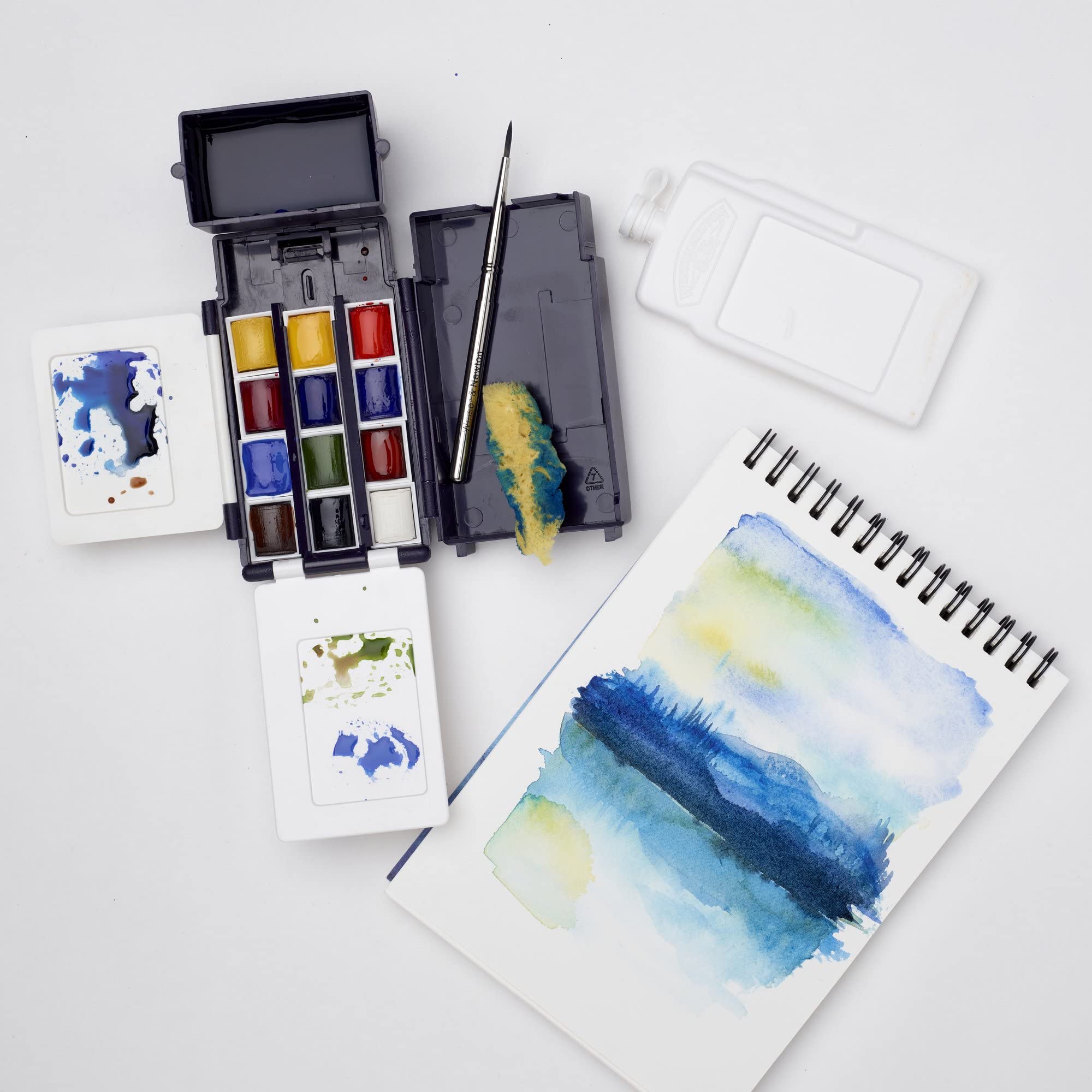 Winsor & Newton 390639 Cotman Water Colour Paint Field Box Set, Set of 12, Half Pans