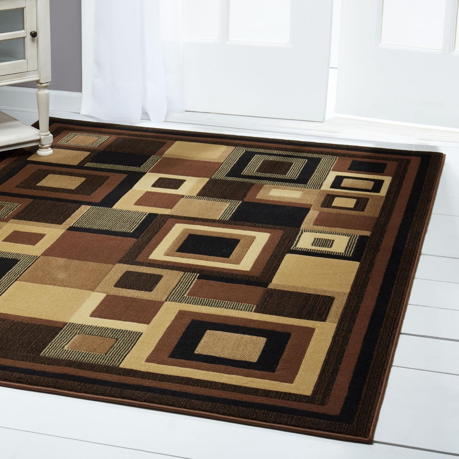 Home Dynamix Catalina Virginia Abstract Runner Rug, Geometric Black/Brown 7'10"x10'2"