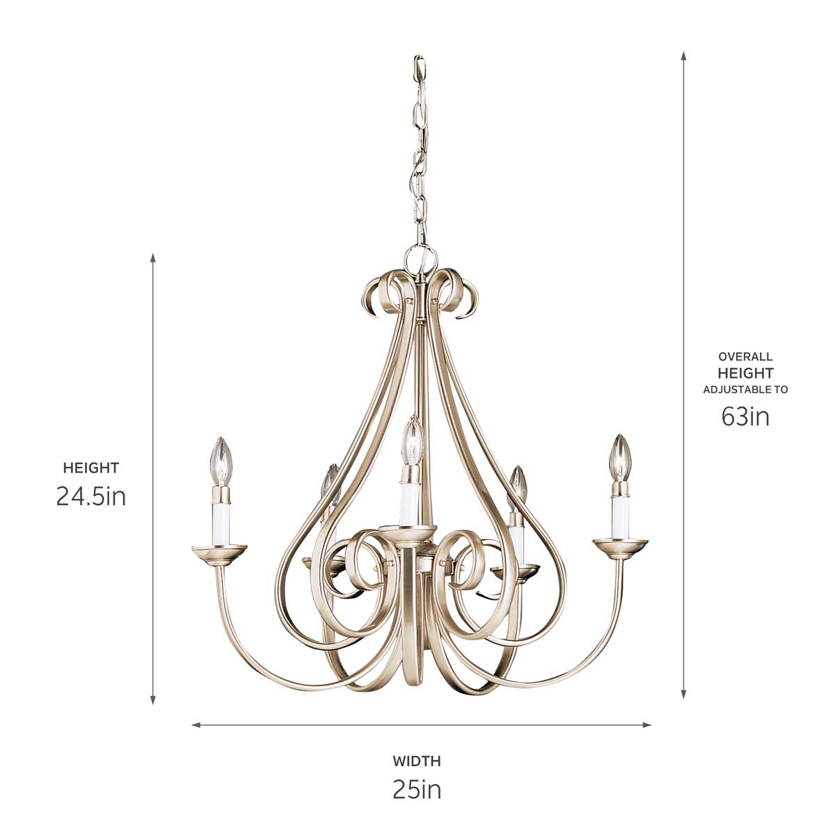 Kichler Dover 24.5" 5 Light Chandelier in Brushed Nickel
