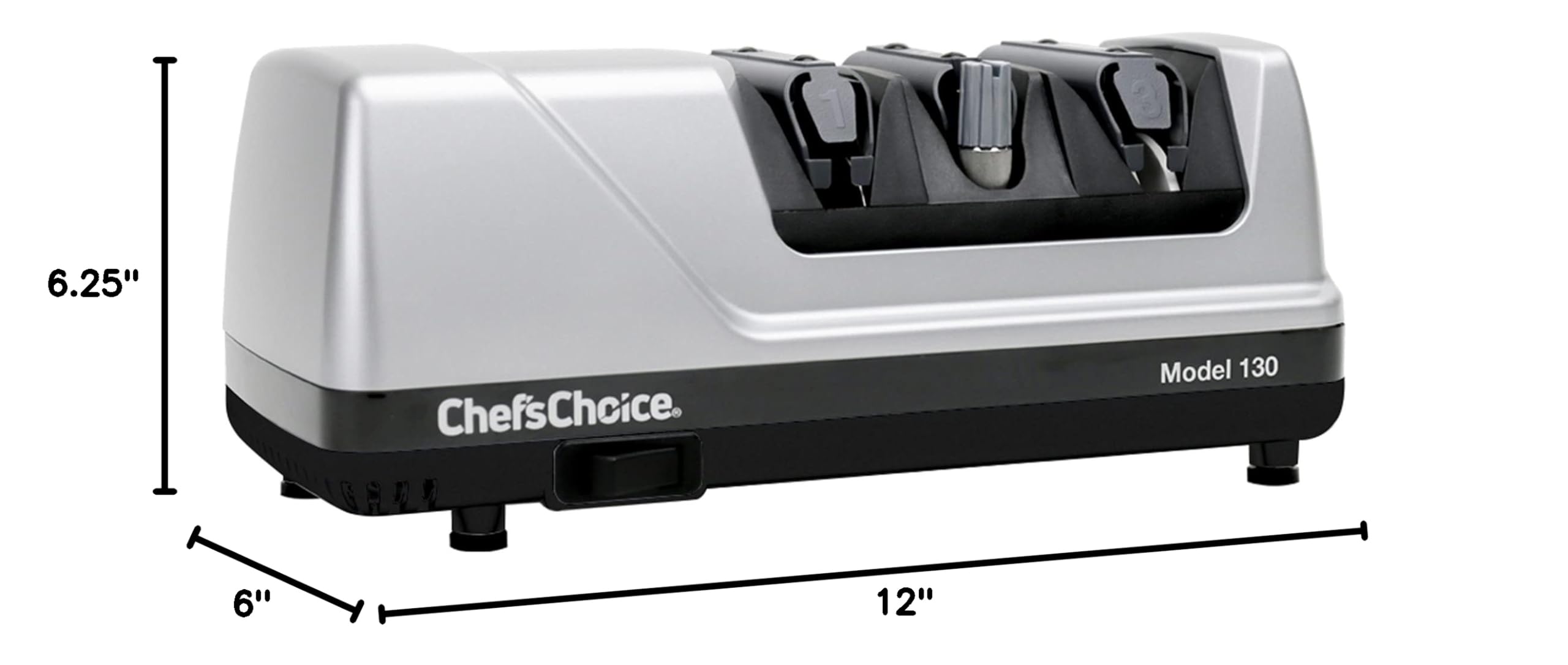 Chef'sChoice 130 Professional Electric Knife Sharpening Station for 20-Degree Straight and Serrated Knives Diamond Abrasives and Precision Angle Guides, 3-Stage, Silver