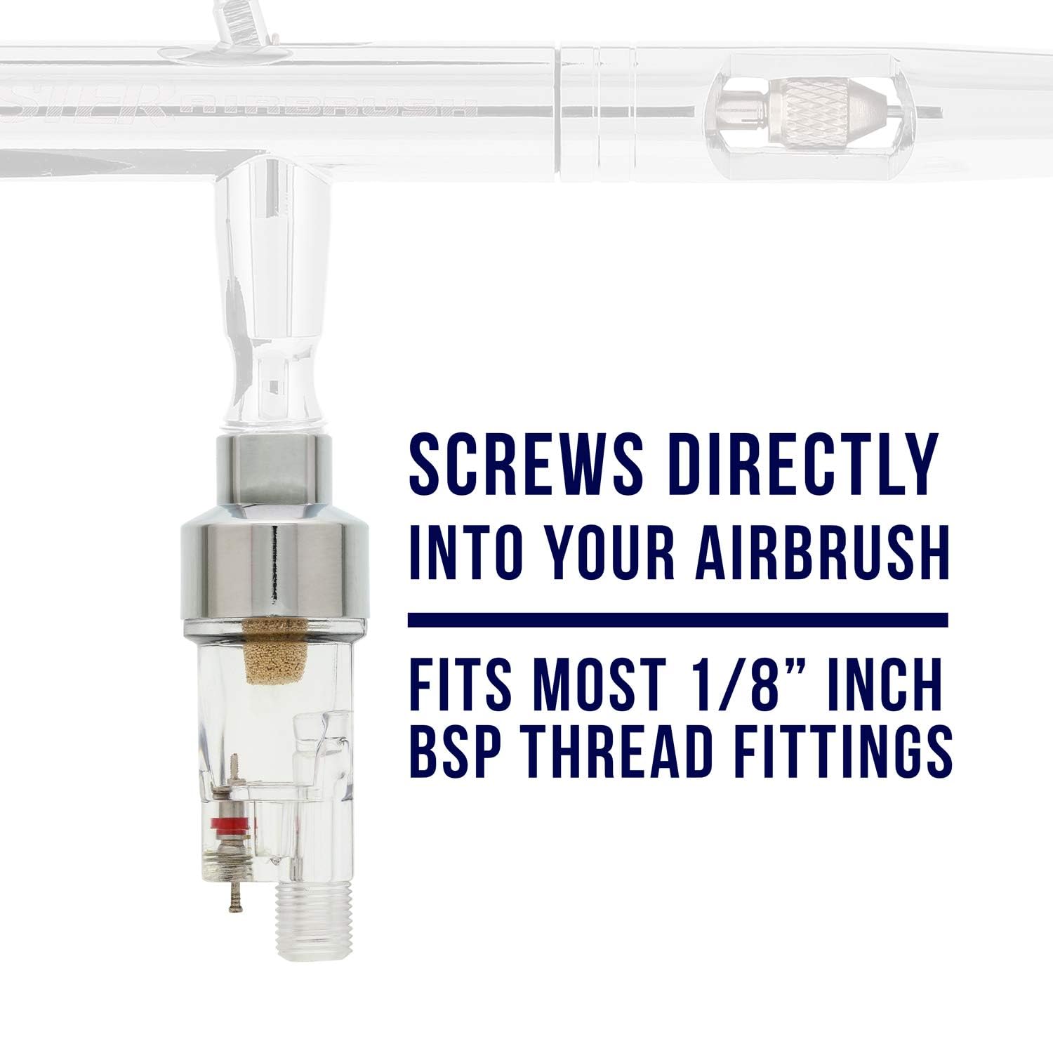 Master Airbrush Premium Airbrush In-Line Mini Air Filter and Water Trap (Connects directly onto airbrushes and hoses with 1/8" threads)