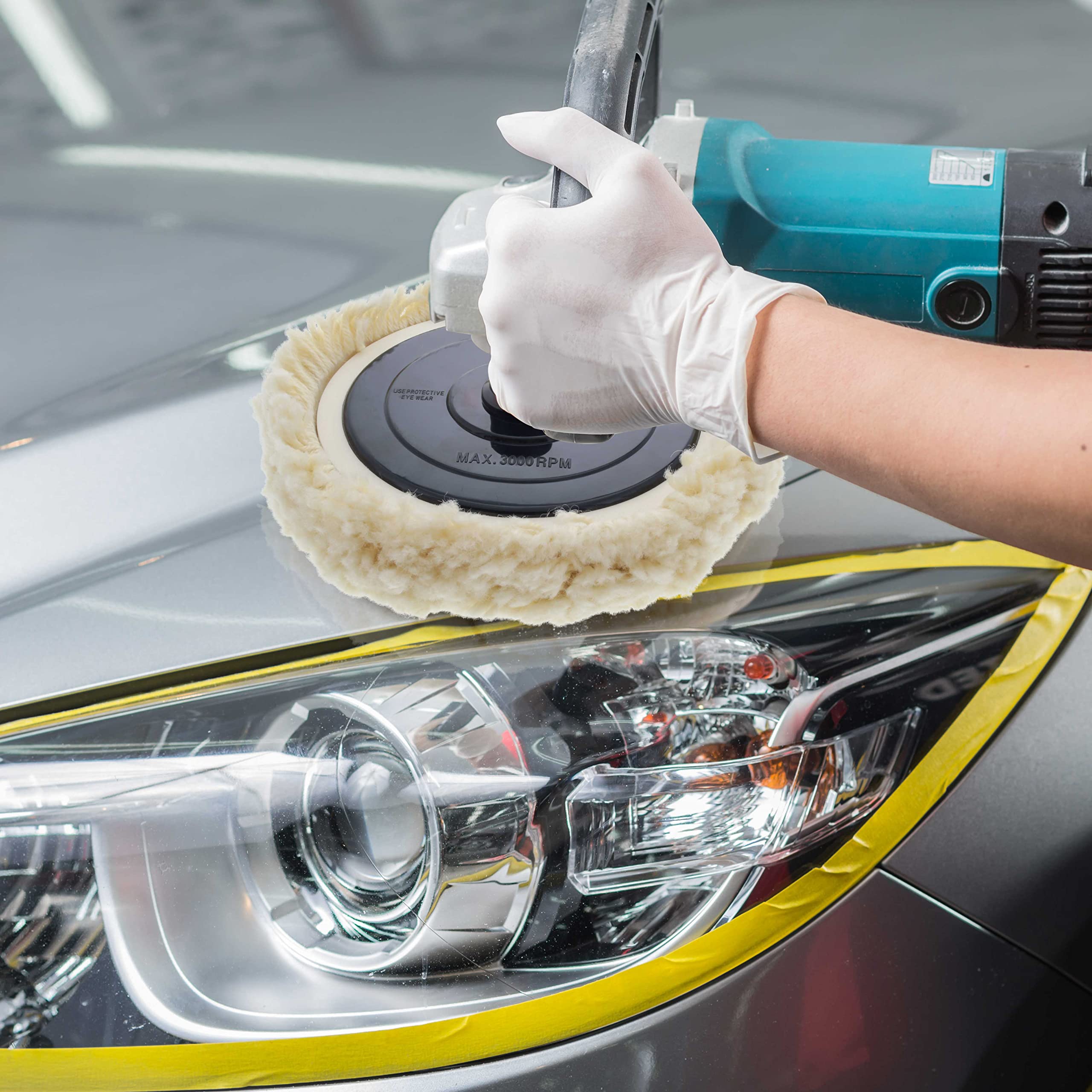 TCP Global Brand 7" Hook & Loop Grip Mount Universal Polisher Buffer Backing Plate Pad, 5/8" - 11 Threads - Attach Foam Wool Buff Pads - Rotary Polisher Backup Pad - Automotive, Car Detailing