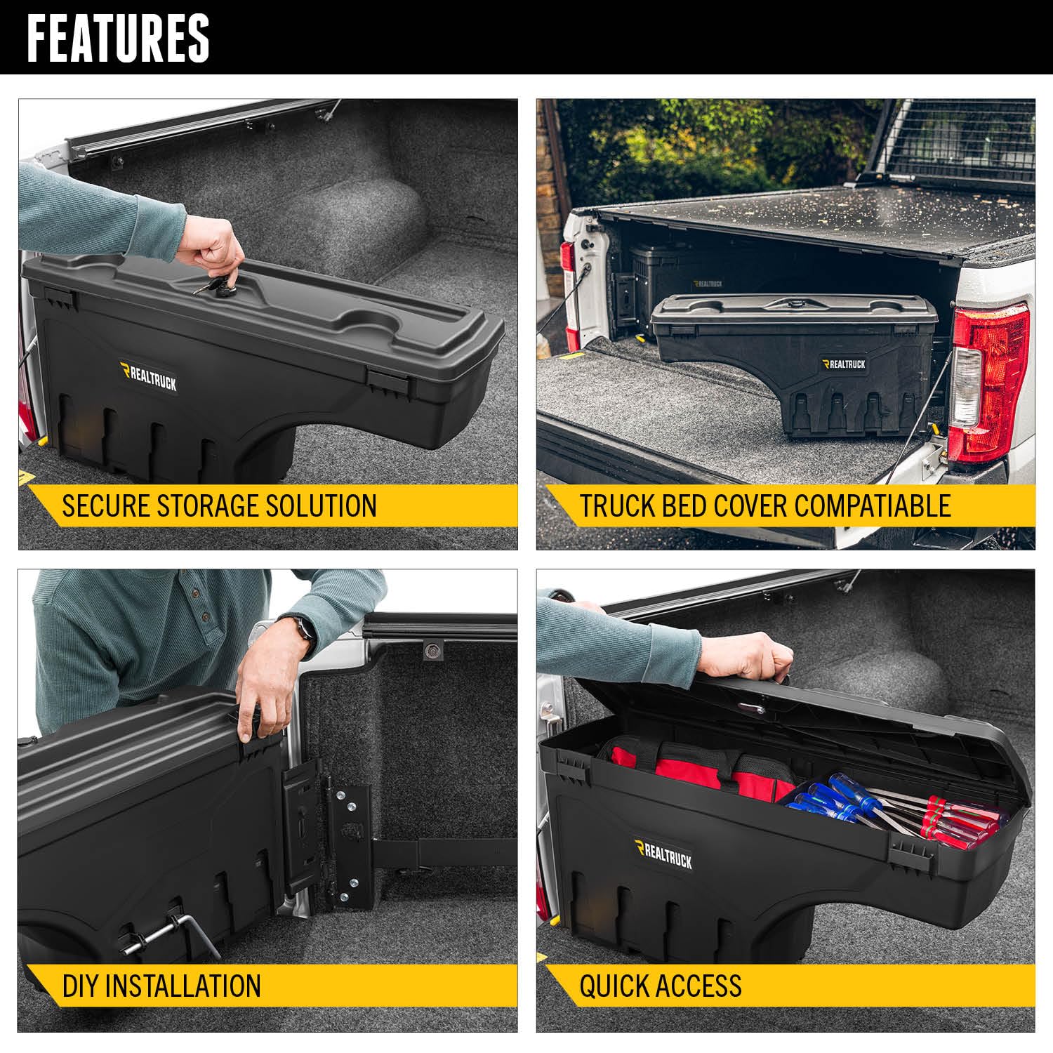 UnderCover SwingCase Truck Bed Storage Box | SC101P | Fits 1999 - 2007 Chevy/GMC Silverado/Sierra 1500-3500 Passenger Side , Black