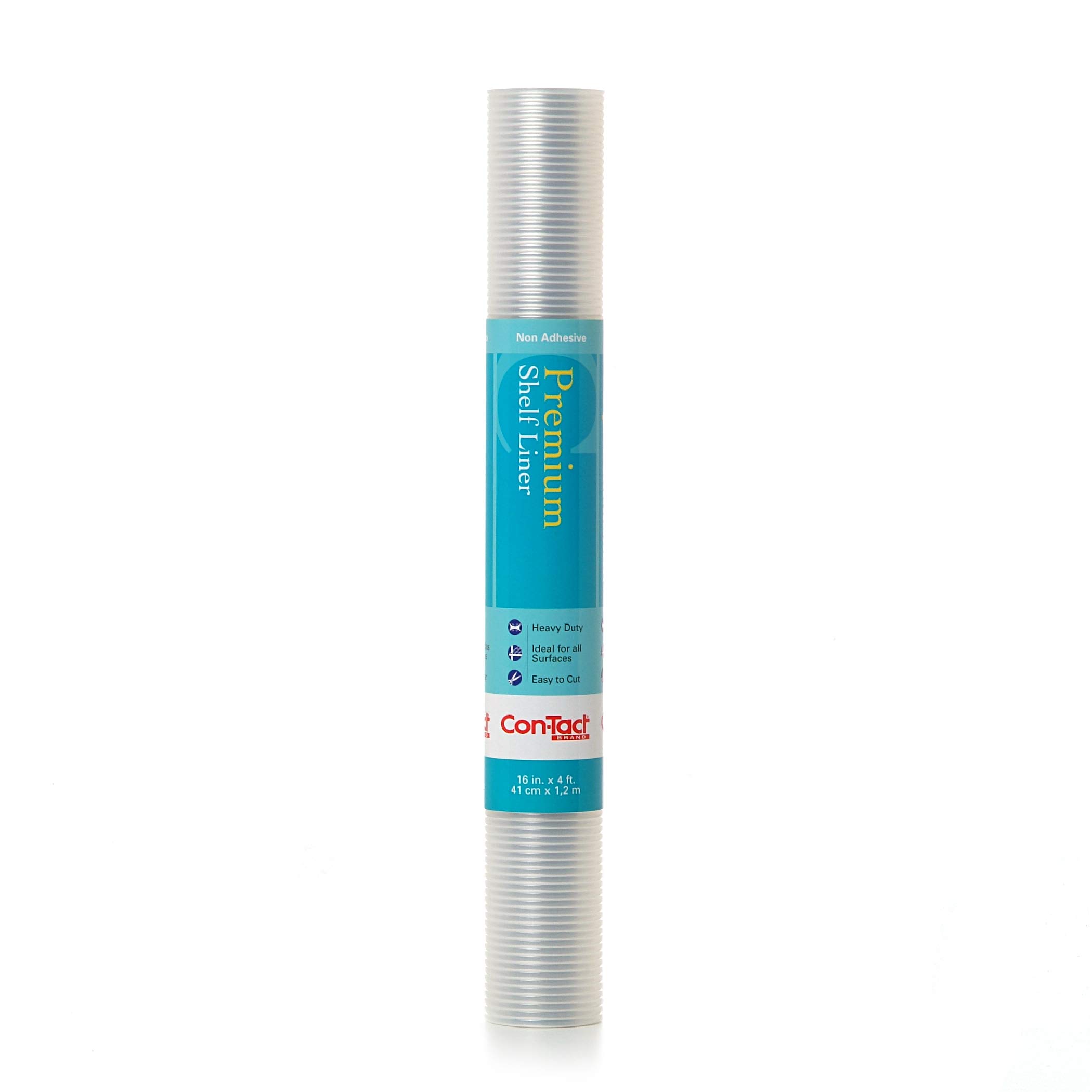 Con-Tact Brand Premium Plus Heavy Duty Non-Adhesive Shelf and Drawer Liner, 16" x 4', Ribbed Clear