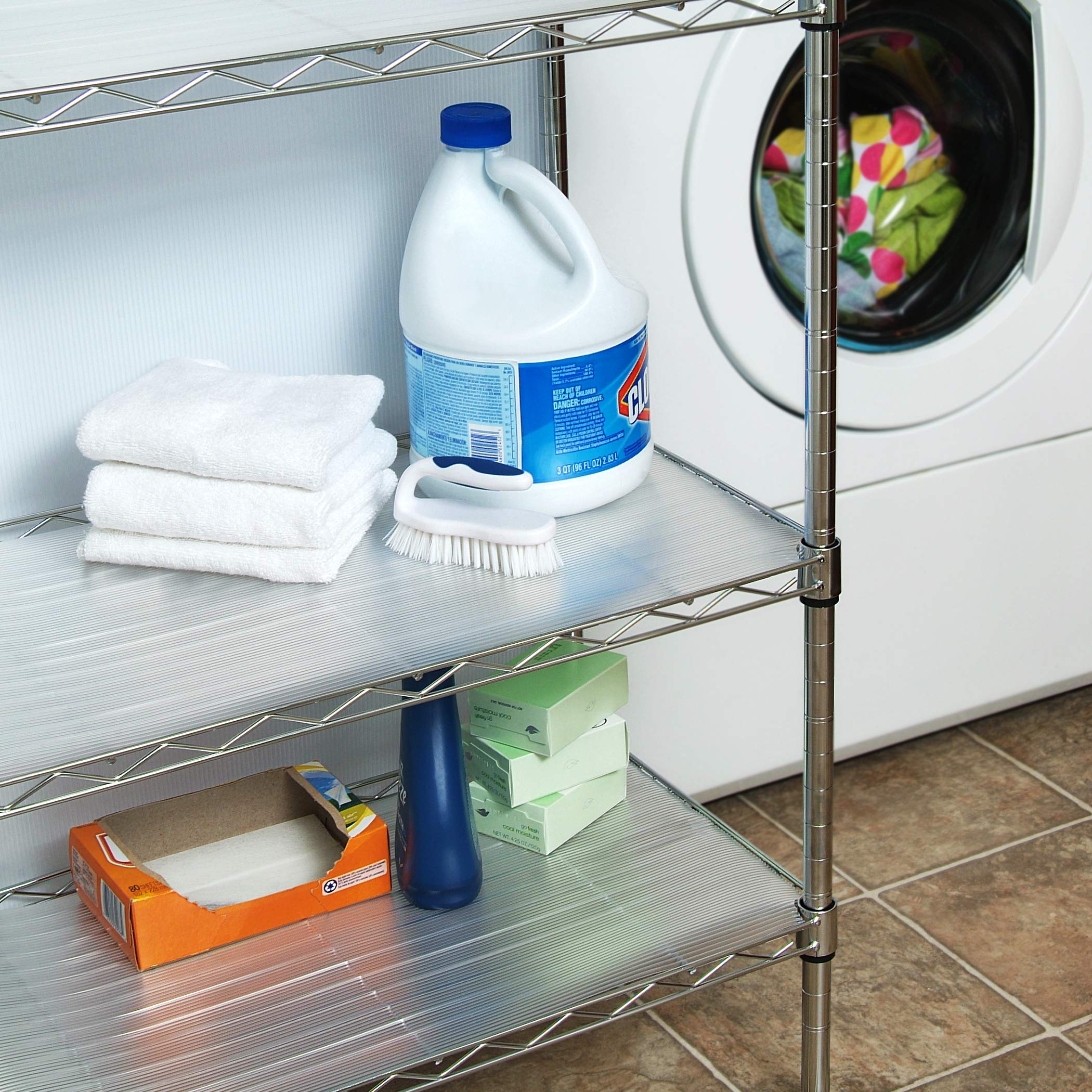 Con-Tact Brand Premium Plus Heavy Duty Non-Adhesive Shelf and Drawer Liner, 16" x 4', Ribbed Clear