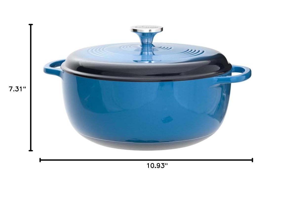 Lodge EC6D33 Enameled Cast Iron Dutch Oven, 6-Quart, Blue