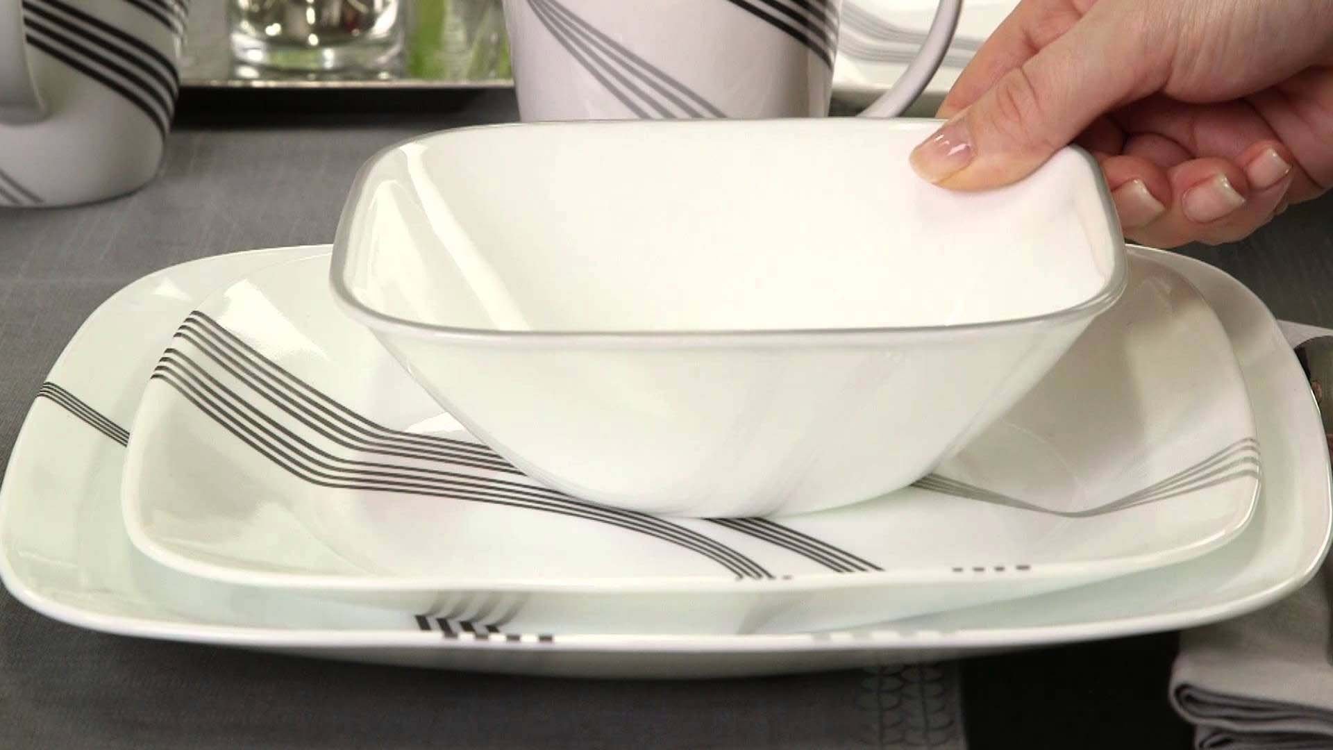 Corelle Square Urban Arc 16-Piece Dinnerware Set, Service for 4