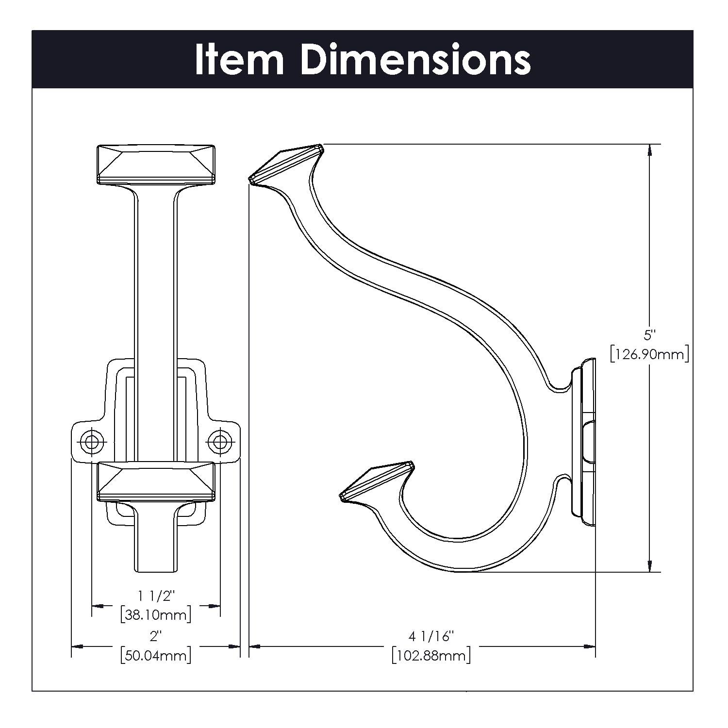 Hickory Hardware Bungalow Hook - Windover Antique (P2155-WOA)