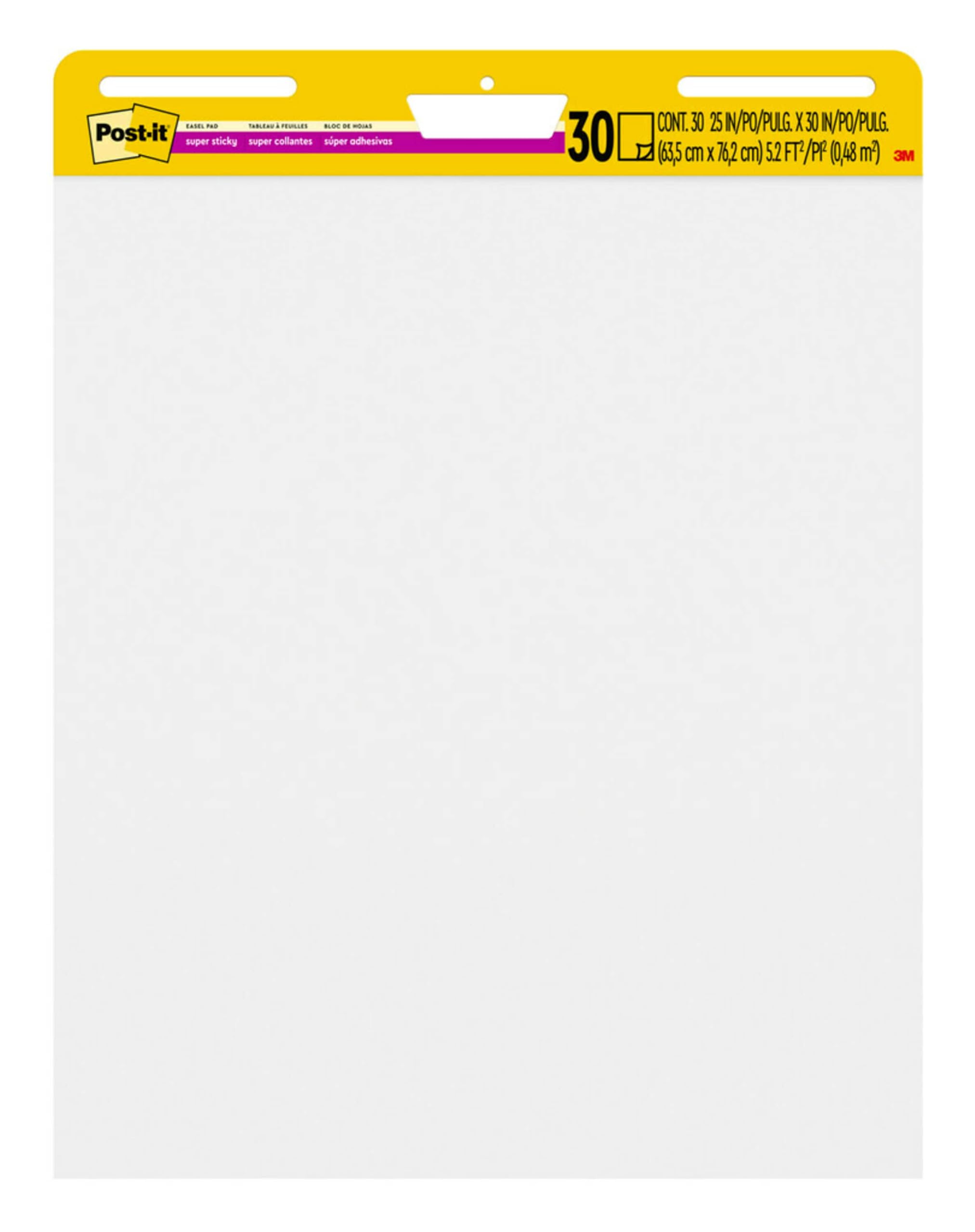 Post-it Super Sticky Easel Pad, 25 x 30 Inches, 30 Sheets/Pad, 4 Pads, Large White Premium Self Stick Flip Chart Paper, Super Sticking Power (559-4)
