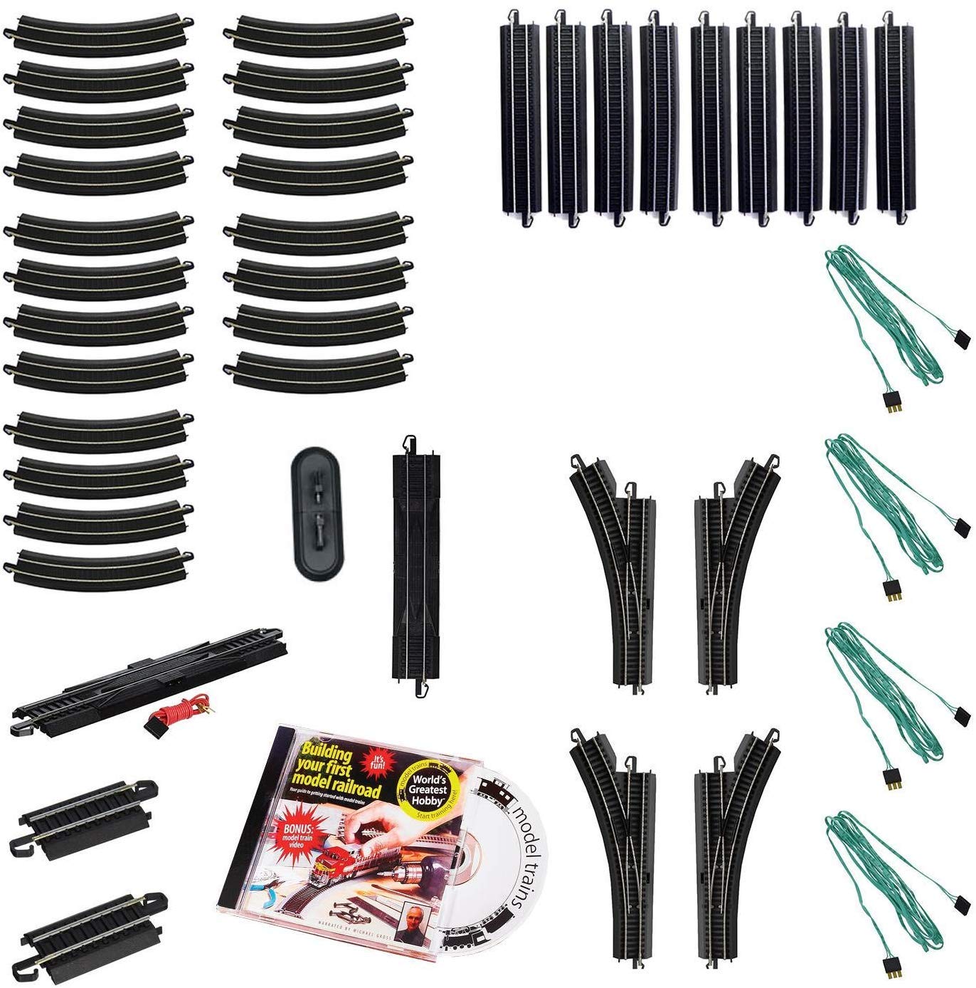 Bachmann Trains Snap-Fit E-Z TRACK WORLD’S GREATEST HOBBY TRACK PACK - Steel Alloy Rail With Black Roadbed - HO Scale , White