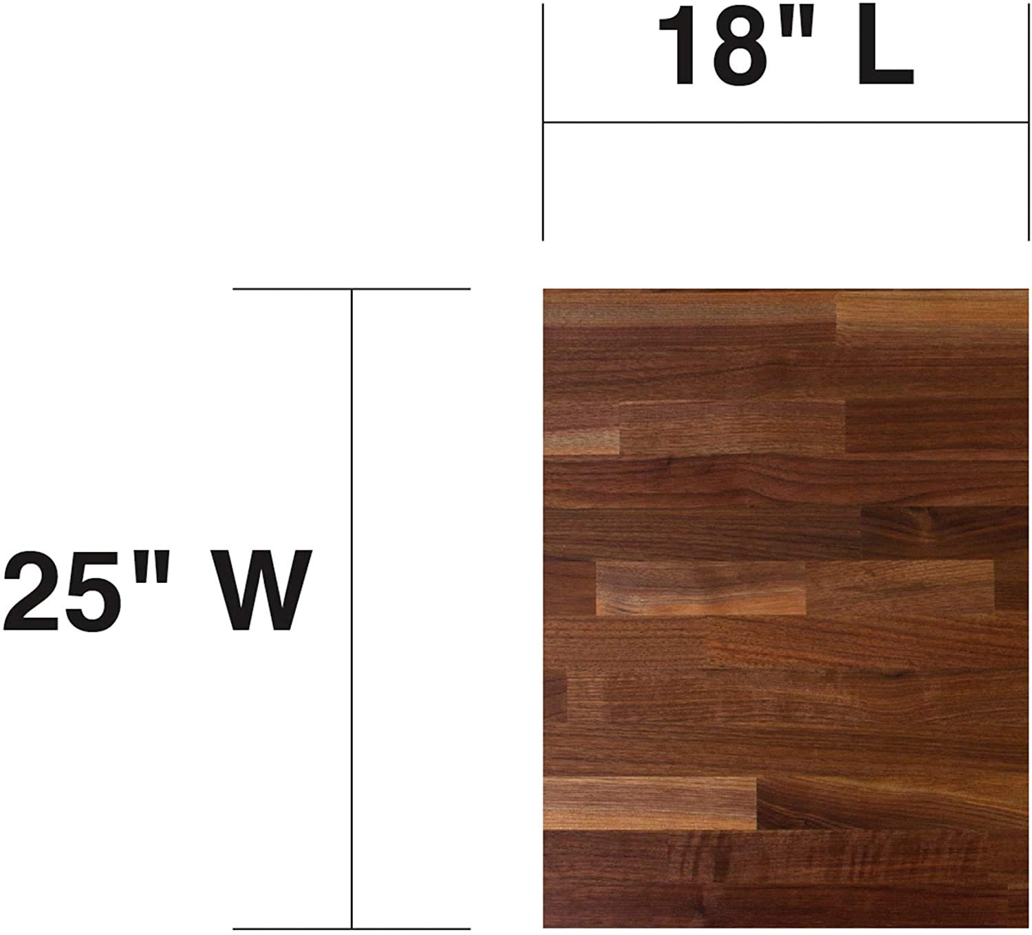 John Boos WALKCT-BL1825-O Blended Walnut Counter Top with Oil Finish, 1.5" Thickness, 18" x 25"