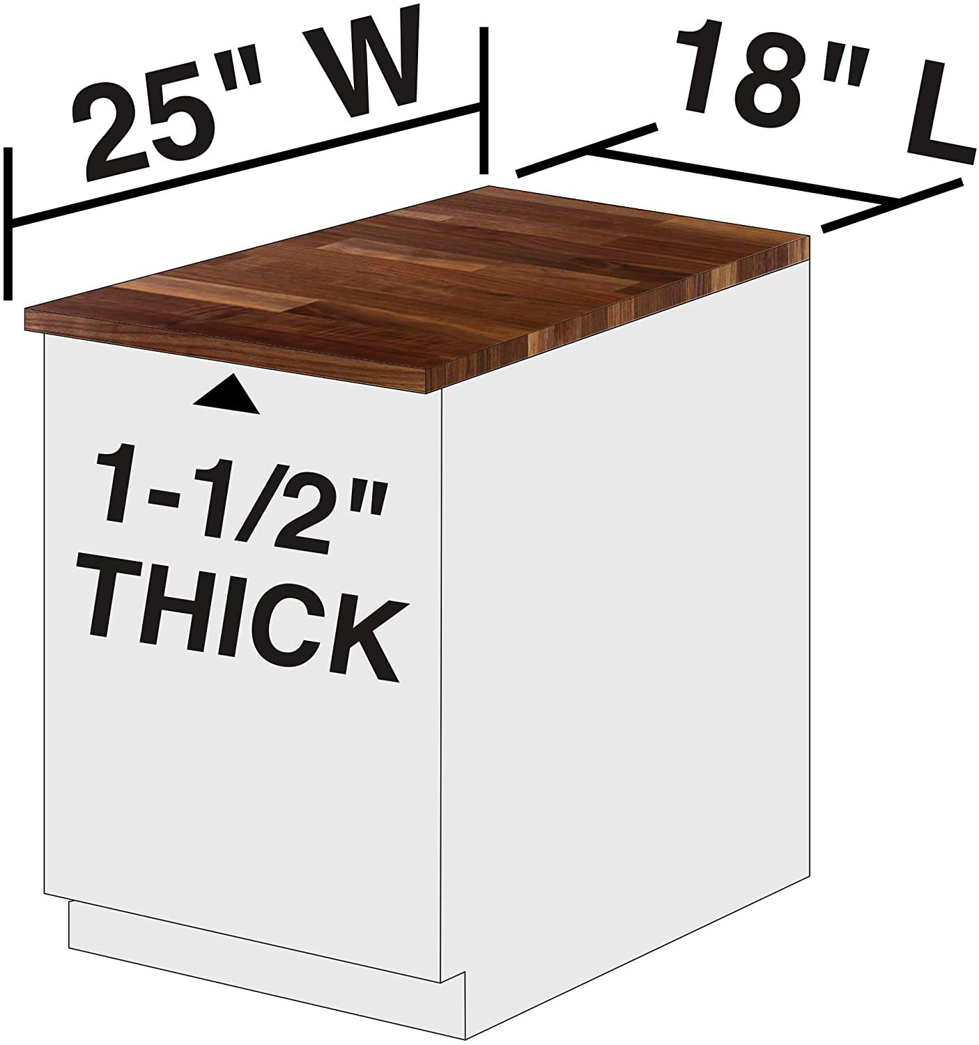 John Boos WALKCT-BL1825-O Blended Walnut Counter Top with Oil Finish, 1.5" Thickness, 18" x 25"