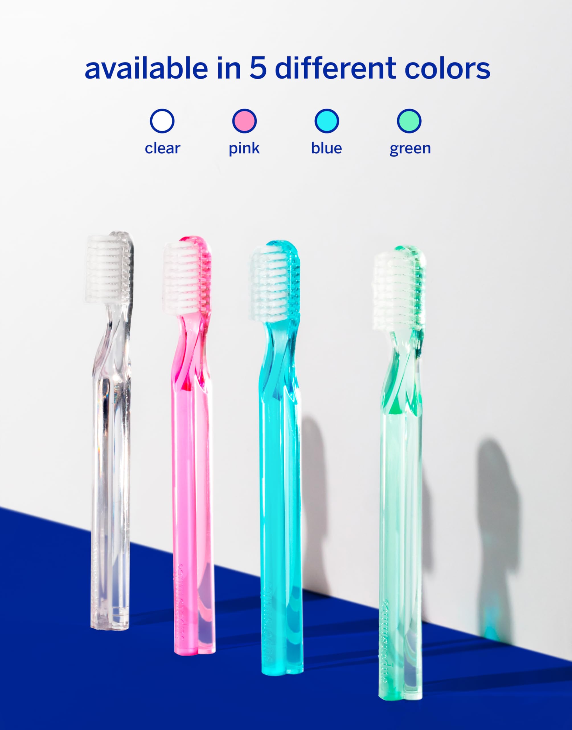 Supersmile New Generation Toothbrush w/ Patented 45° Soft Nylon Bristles - Whitening Tooth Brush w/ Ergonomic Handle Guarantees ADA Recommended Brushing Angle for Adults & Children (Clear)