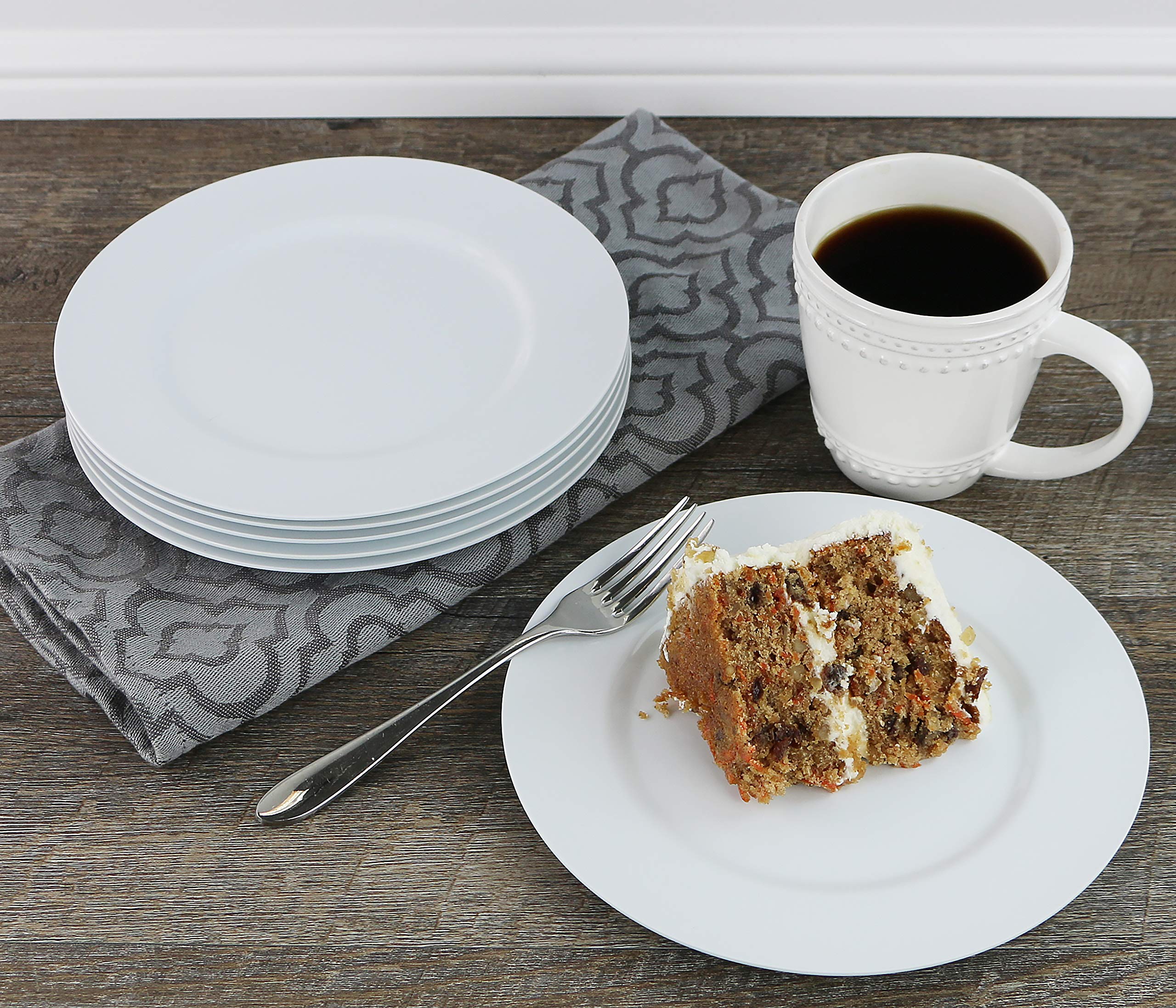 Calypso Basics by Reston Lloyd Melamine Salad Plate, Set of 6, White,72300SET