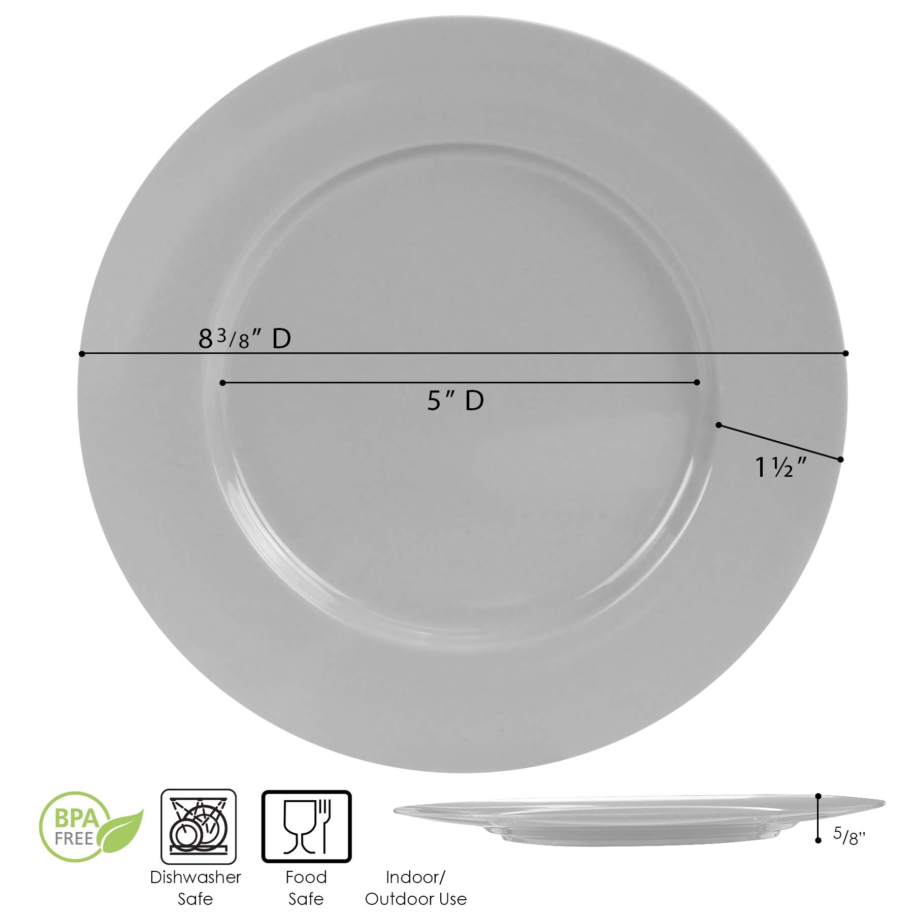 Calypso Basics by Reston Lloyd Melamine Salad Plate, Set of 6, White,72300SET