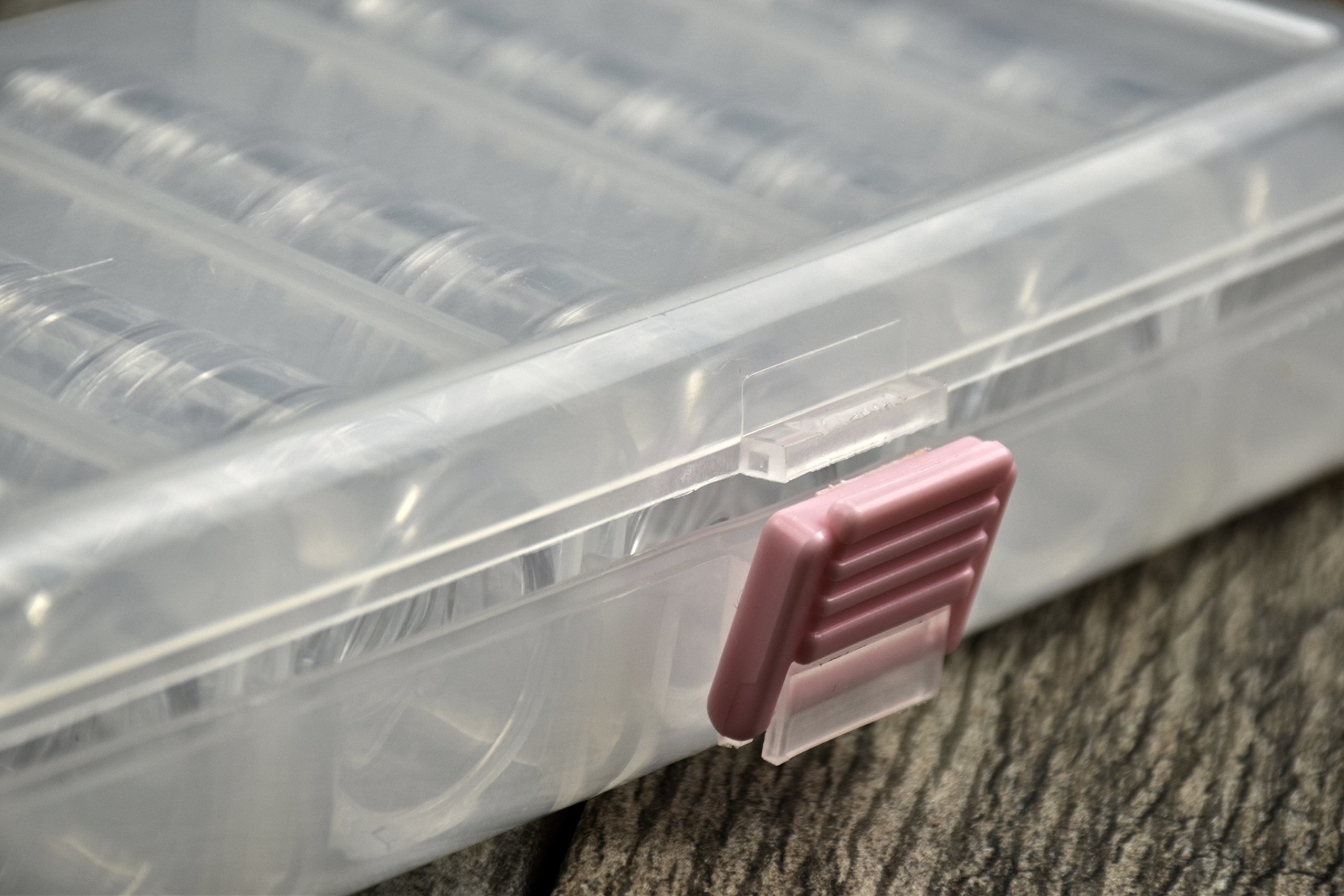 SE 25-in-1 Round Containers Inside a Plastic Storage Box with Stackable Screw-On Lids, 7/8" x 1-1/8", Clear - 87134DB