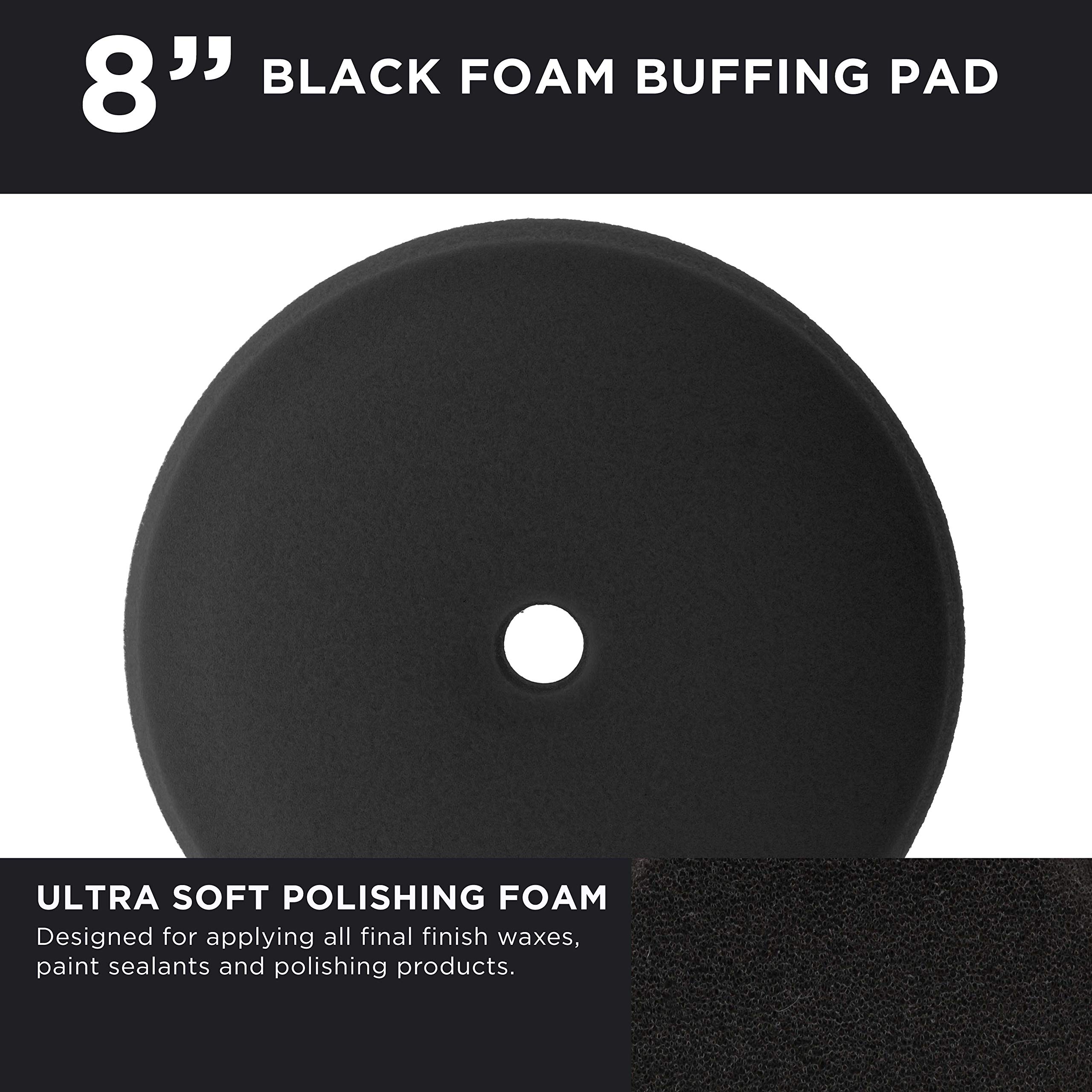 TCP Global 8" Black Extra Fine Foam Finishing Grip Pad Final Buff Polish Wax - Hook & Loop