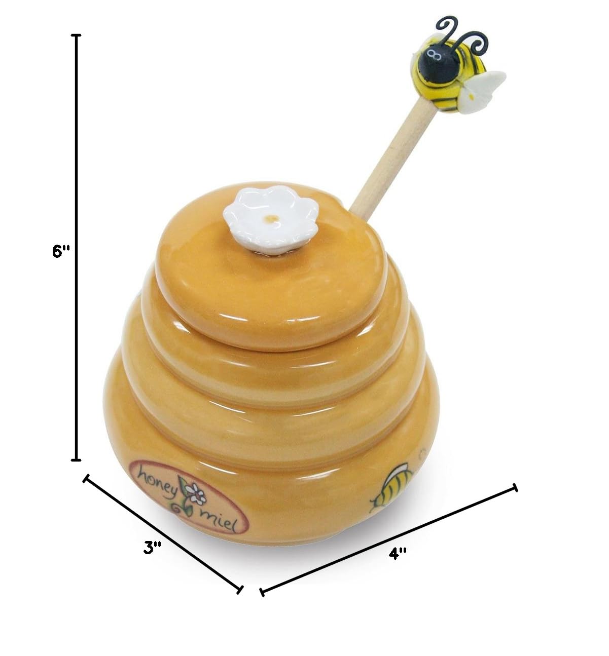 Joie Ceramic Beehive Honey Pot and Wooden Dipper, Mini
