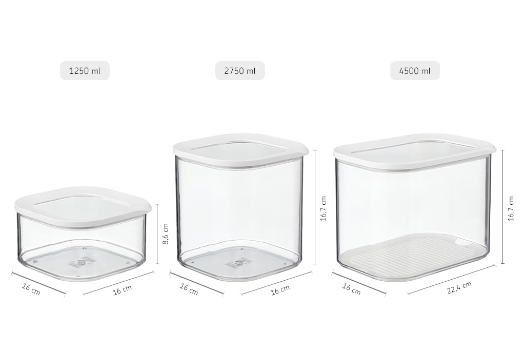 MEPAL, MODULA Storage Box Large for Pasta, Bread Rolls, Cereal, Flour, Coffee, and Meal Prep with Transparent Lid, Airtight, Portable, BPA Free, Holds 4500ml|152oz, 1 Count