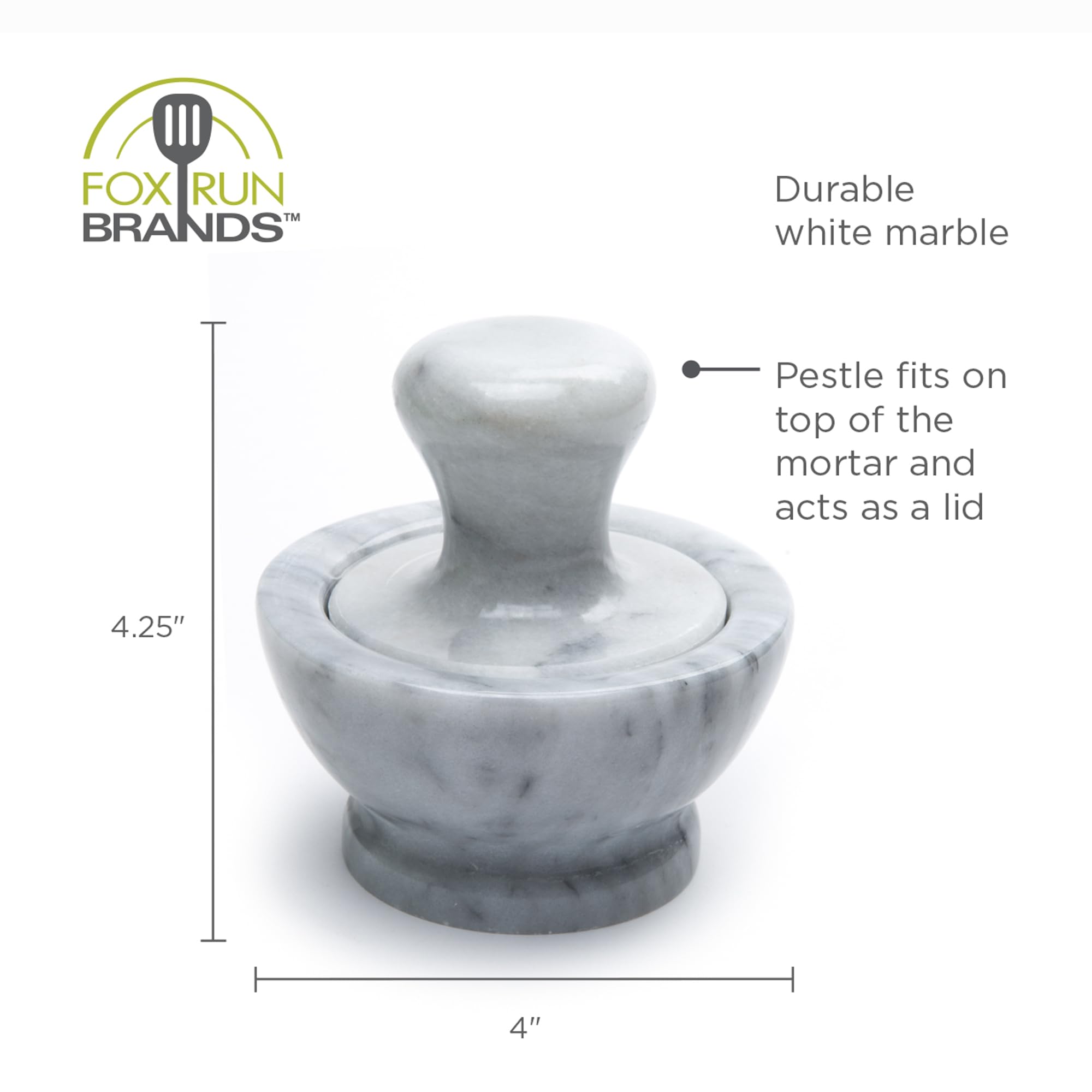 Fox Run Marble Mortar and Pestle, White