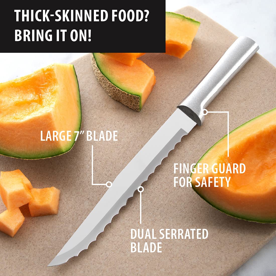 Rada Cutlery Serrated Slicing Knife – Stainless Steel Blade With Aluminum Handle Made in the USA