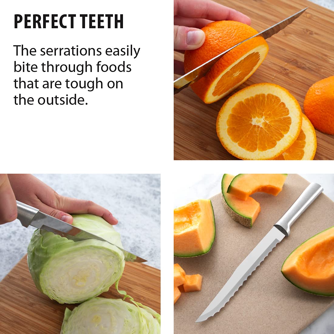 Rada Cutlery Serrated Slicing Knife – Stainless Steel Blade With Aluminum Handle Made in the USA