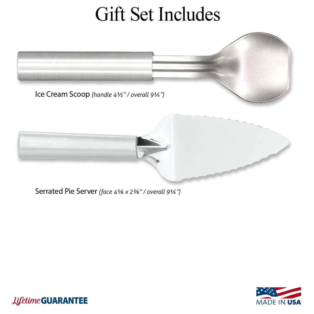 Rada Cutlery Pie Server and Ice Cream Scoop – Pie A ’La Mode Gift Set With Aluminum Handles Made in the USA