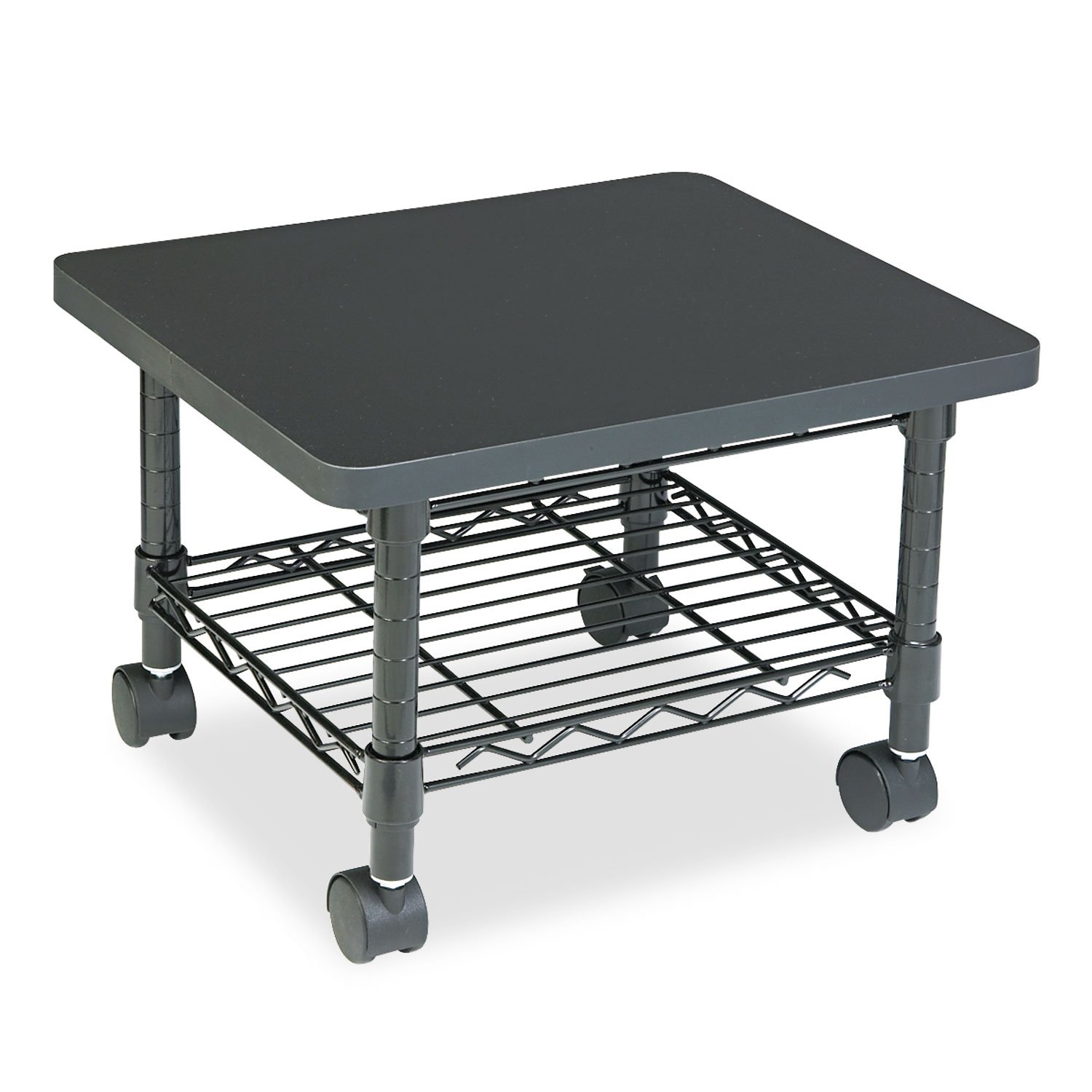 Safco Products Under Desk Printer/Fax Stand , Black Powder Coat Finish, Swivel Wheels for Mobility