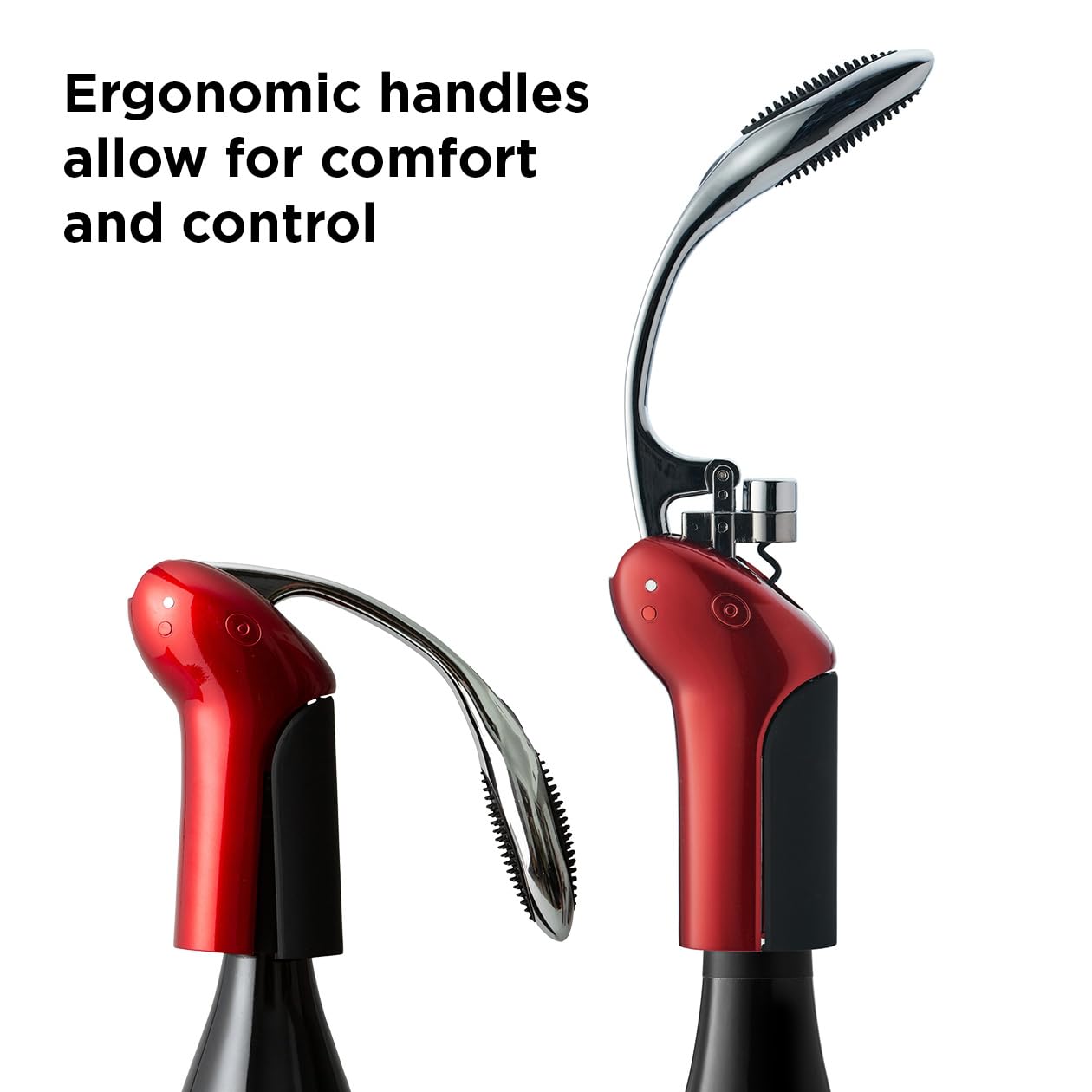 Rabbit Original Vertical Lever Corkscrew Wine Opener with Foil Cutter and Extra Spiral (Candy Apple Red)