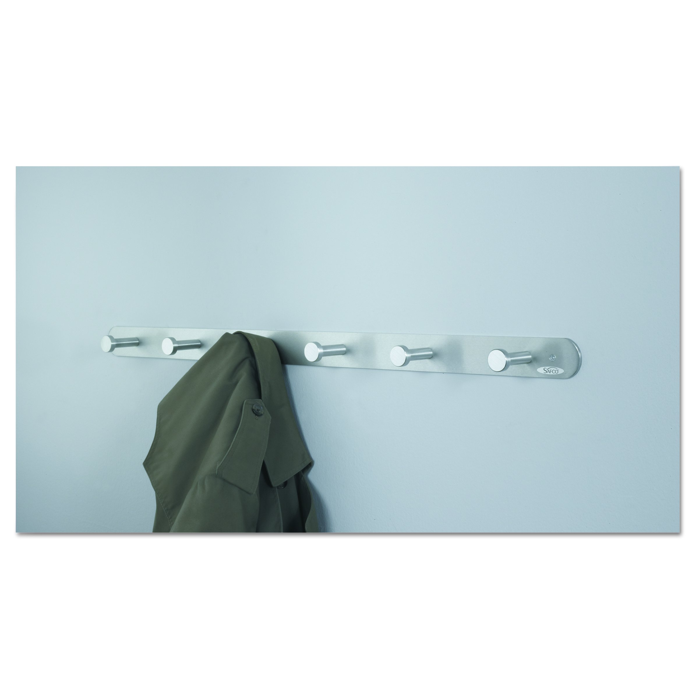 Safco Products 4202 Nail Head Coat Hook, 6 Hook, Silver