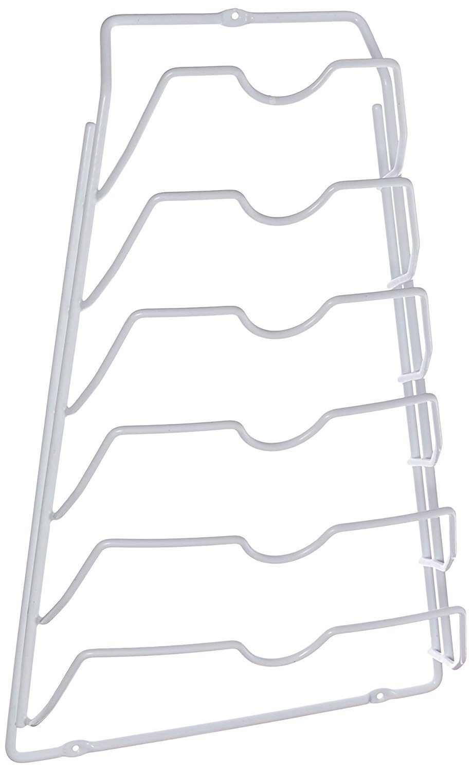 Organize It All Cabinet Door Lid Organizer | 6 Sections | Wall or Pantry Door Mount | Non Scratch Coating | Pots and Container Lids | White