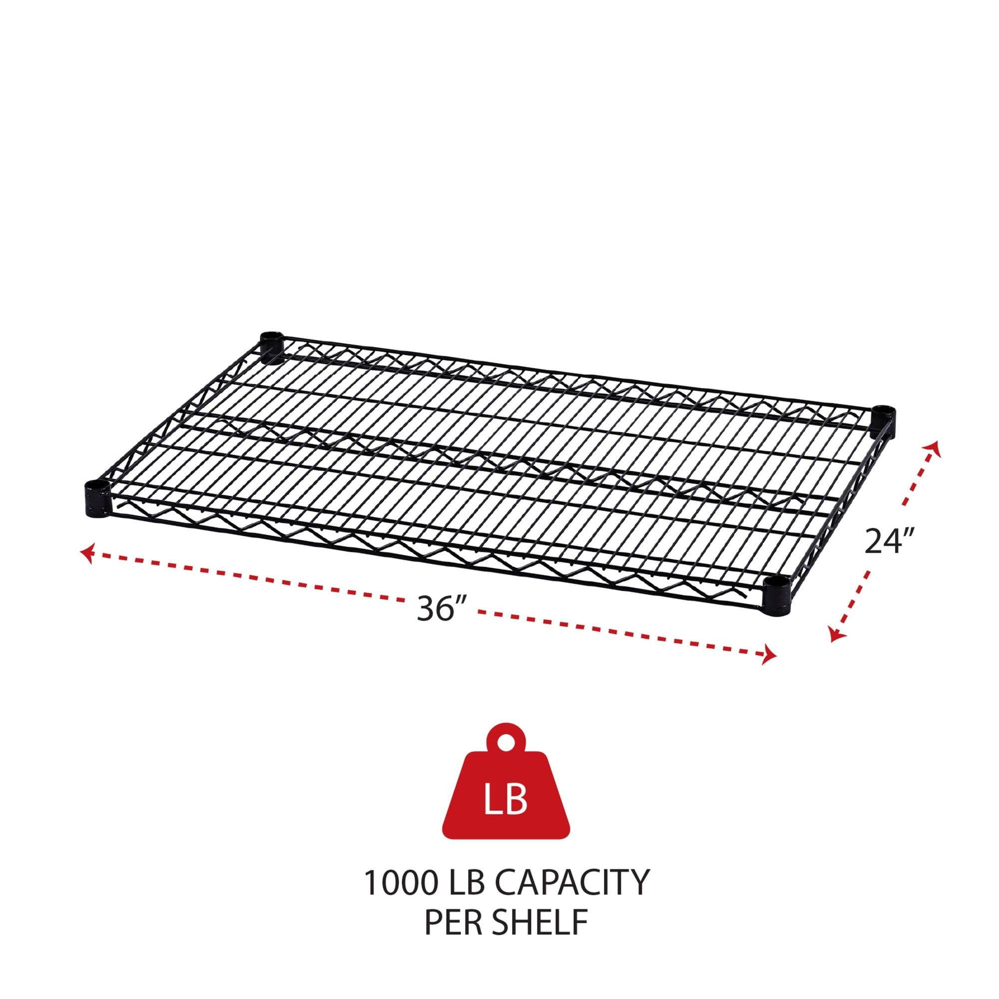 Alera SW583624BL Industrial Extra Wire Shelves, 36w x 24d, Black (Case of 2)