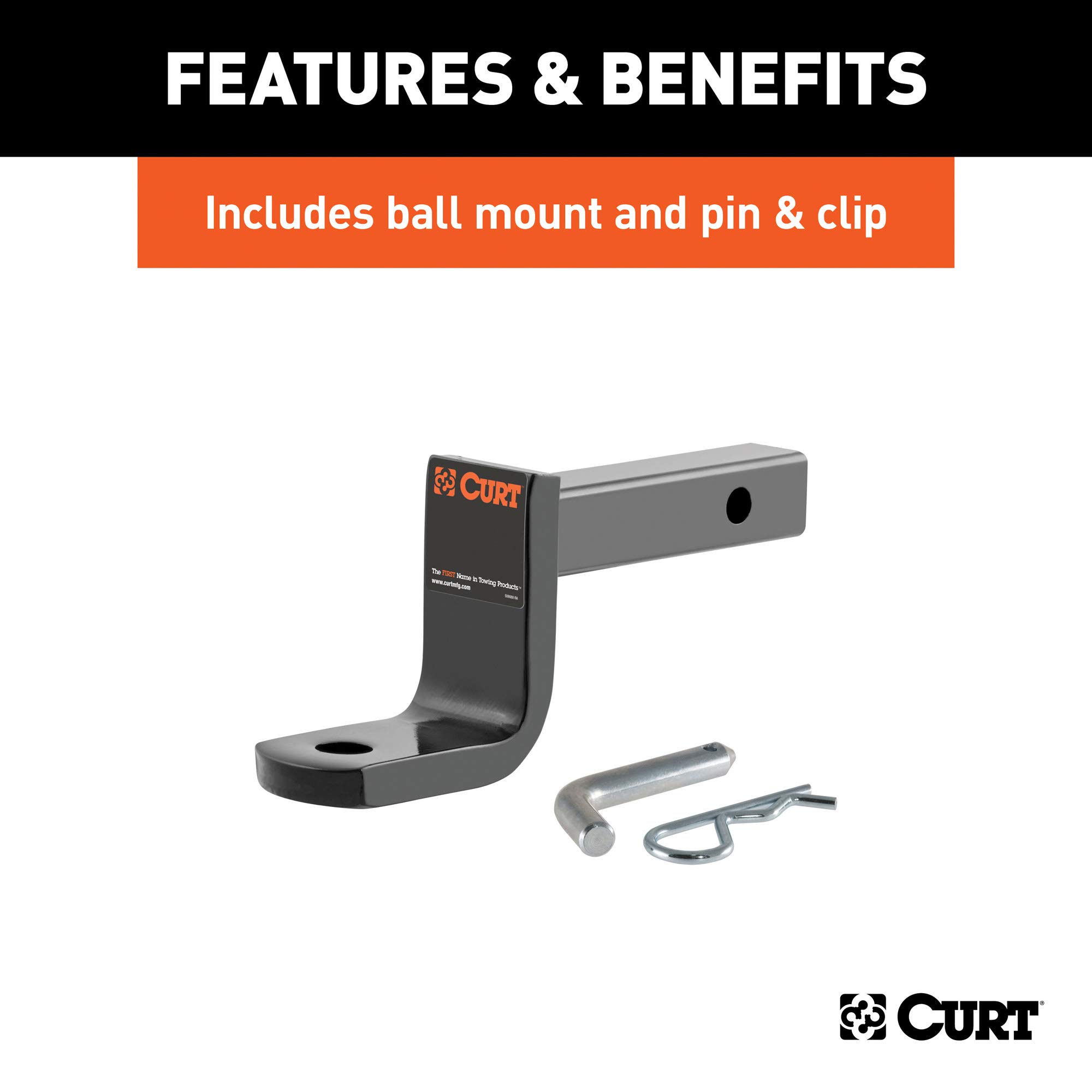 CURT 110283 Class 1 Trailer Hitch with Ball Mount, 1-1/4-In Receiver, Fits Select Mazda MX-5 Miata