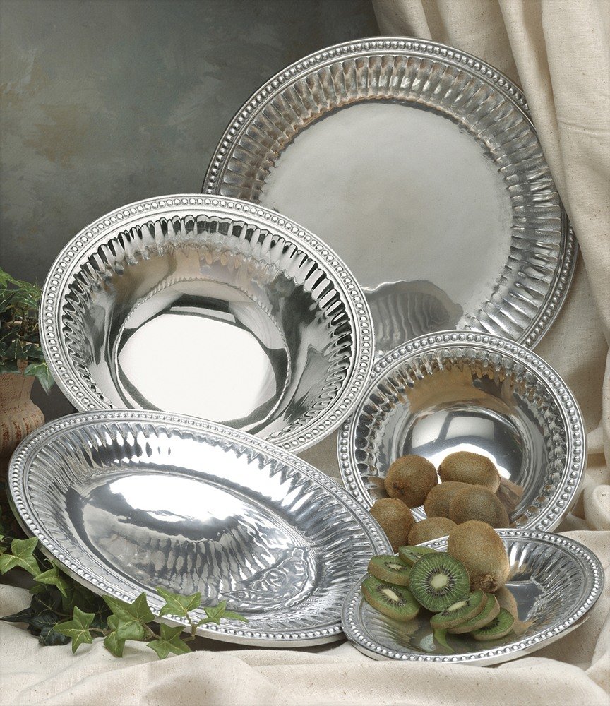 Wilton Armetale Flutes and Pearls Large Round Chip and Dip Server, 15.5-Inch