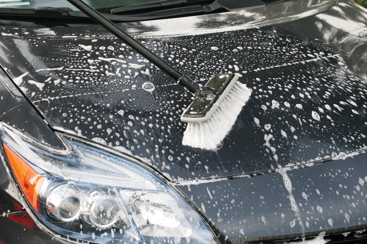 Carrand 93063 Deluxe Car Wash 8" Dip Brush with Bumper and 27-48" Extension Handle , Black