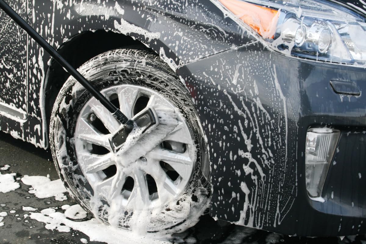 Carrand 93063 Deluxe Car Wash 8" Dip Brush with Bumper and 27-48" Extension Handle , Black