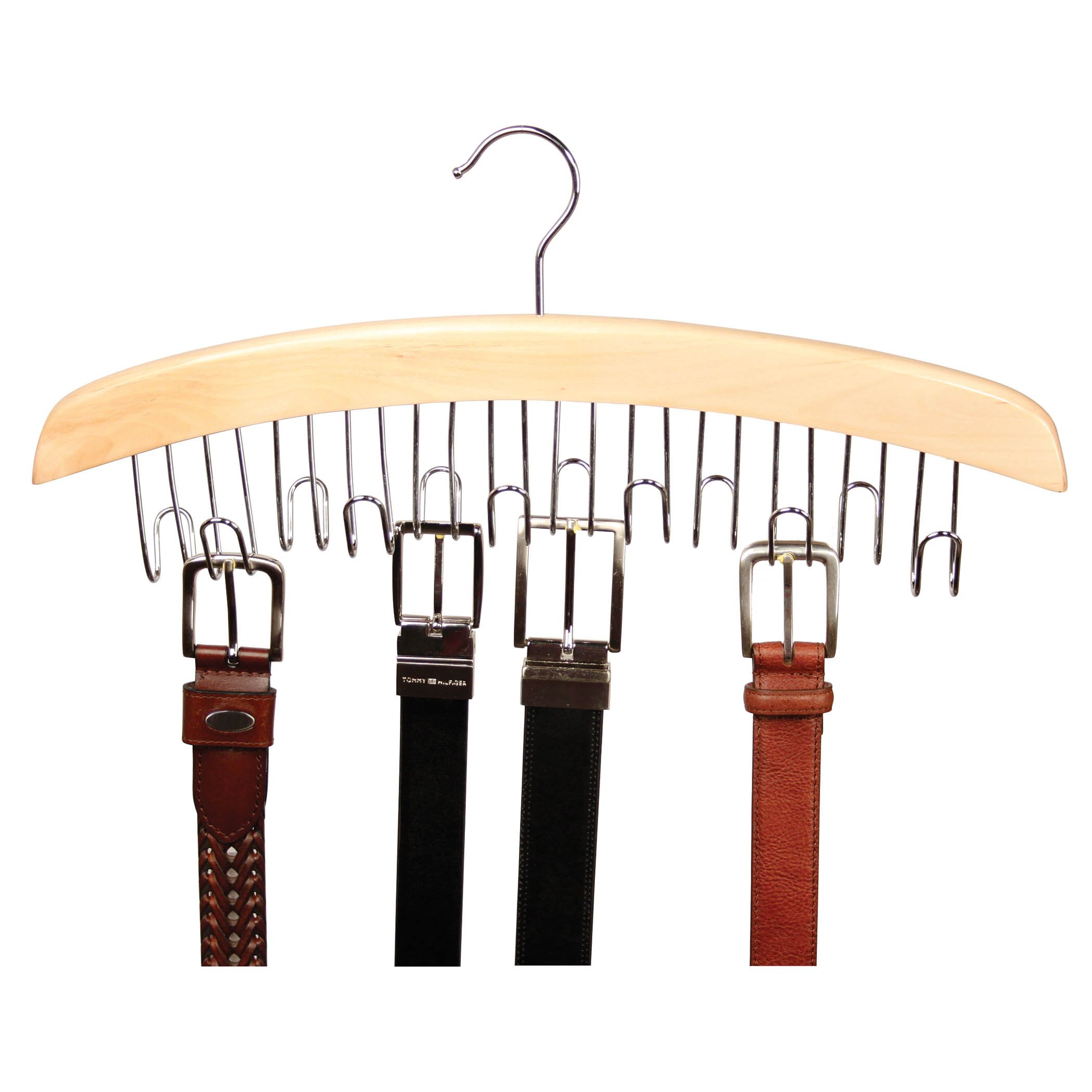 Richards Homewares Wooden Tie and Belt Hanger, Holds Upto 12, Natural
