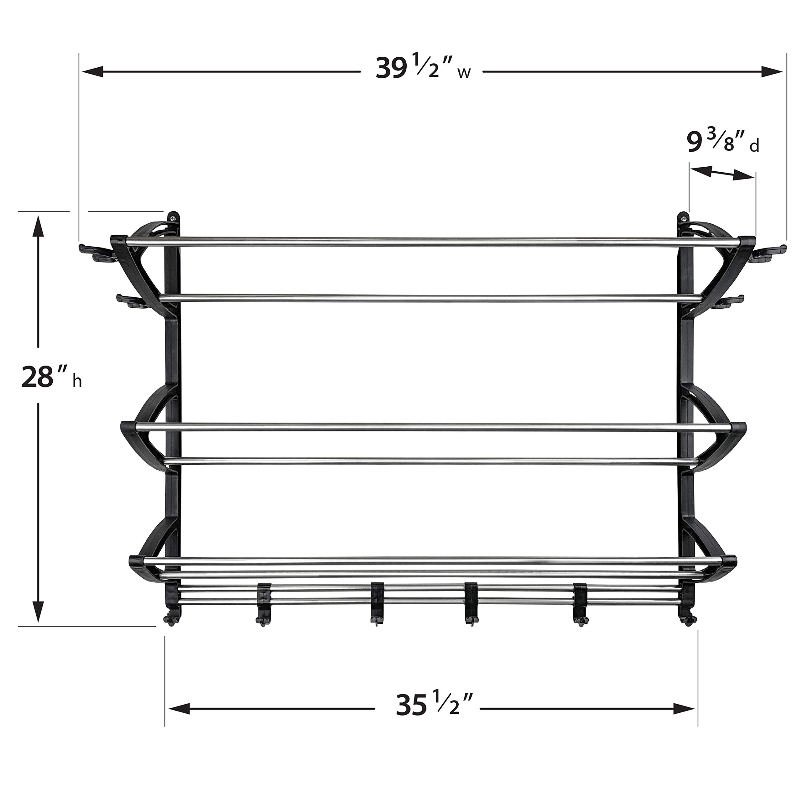 Lynk® Sports Rack Garage Organizer - Sports Equipment Storage Wall Mount - Black